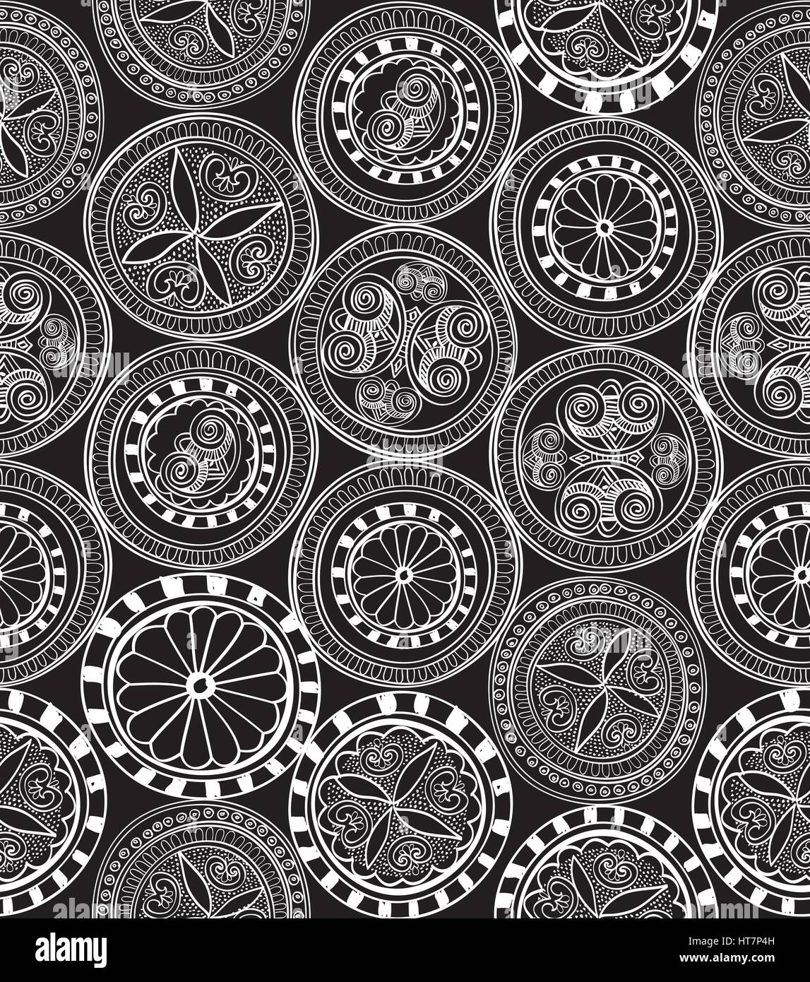 Abstract floral lacy ornament. geometric circle line oriental seamless ...