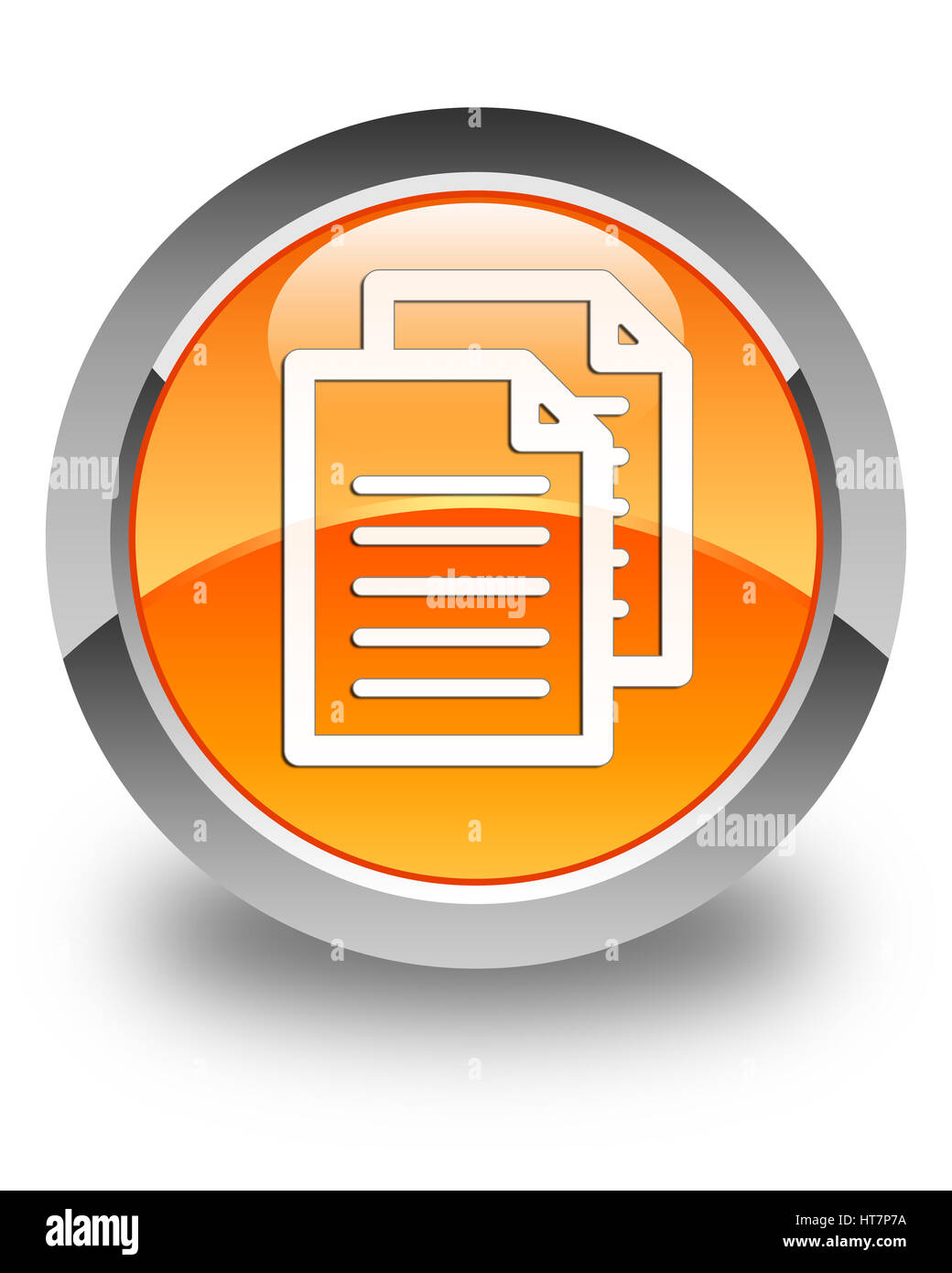 Documents icon isolated on glossy orange round button abstract ...