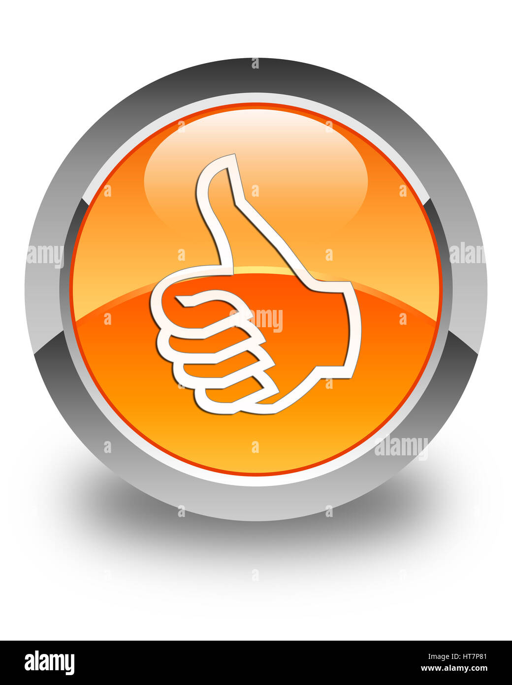 Like icon isolated on glossy orange round button abstract illustration ...