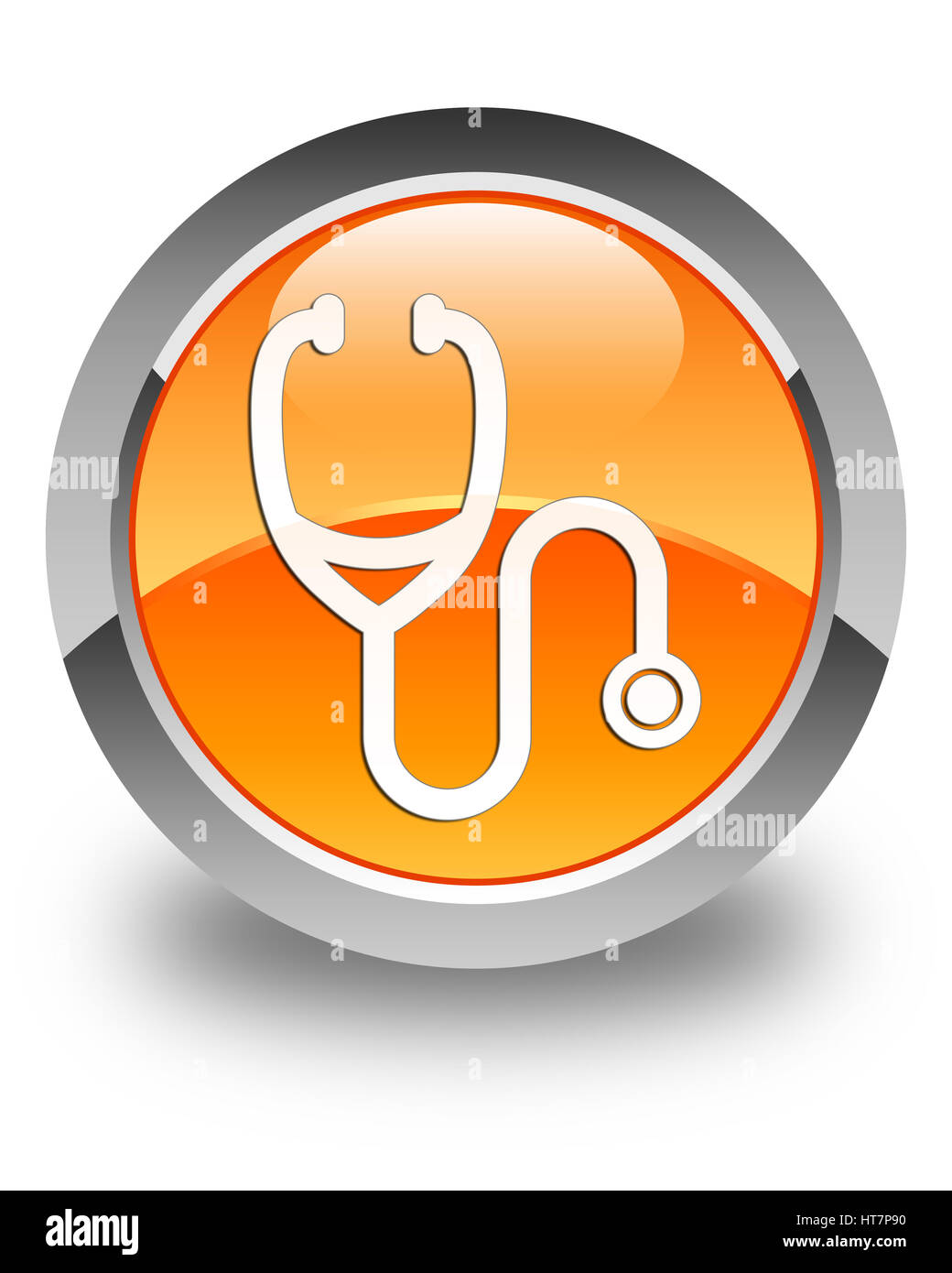 Stethoscope icon isolated on glossy orange round button abstract ...