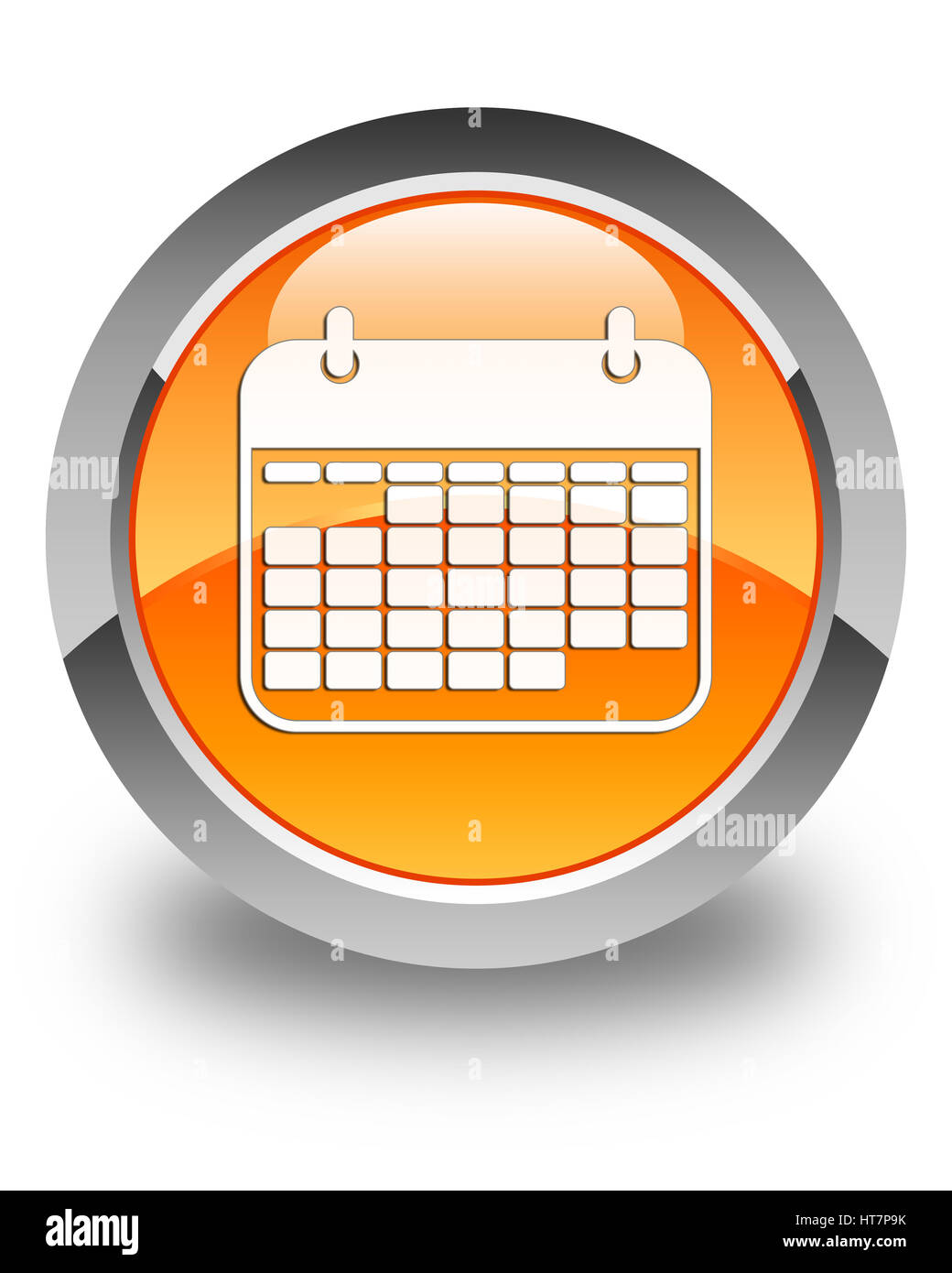 Calendar icon isolated on glossy orange round button abstract ...