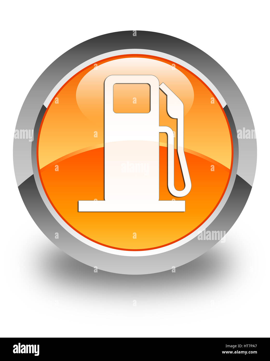 Fuel dispenser icon isolated on glossy orange round button abstract ...