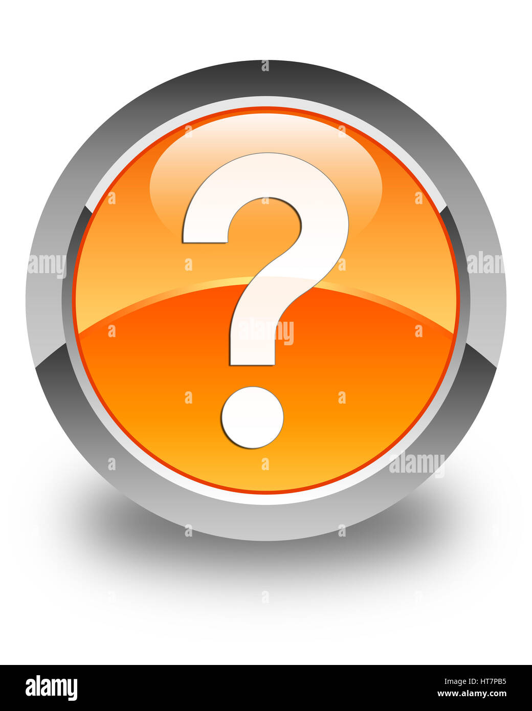 Question mark icon isolated on glossy orange round button abstract ...