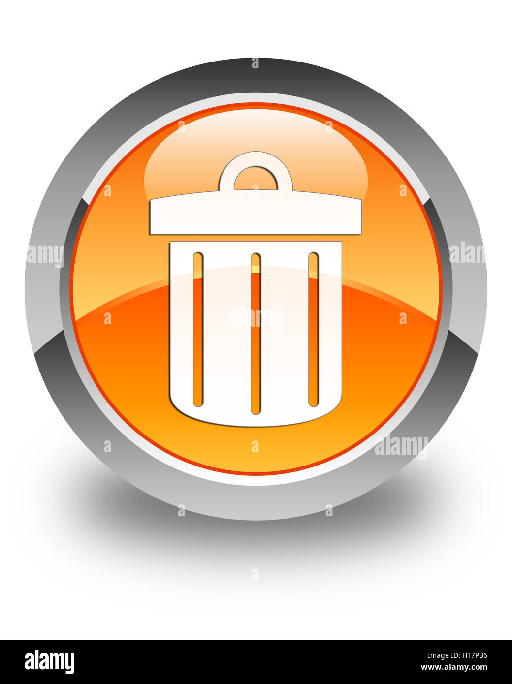 Recycle bin icon isolated on glossy orange round button abstract ...