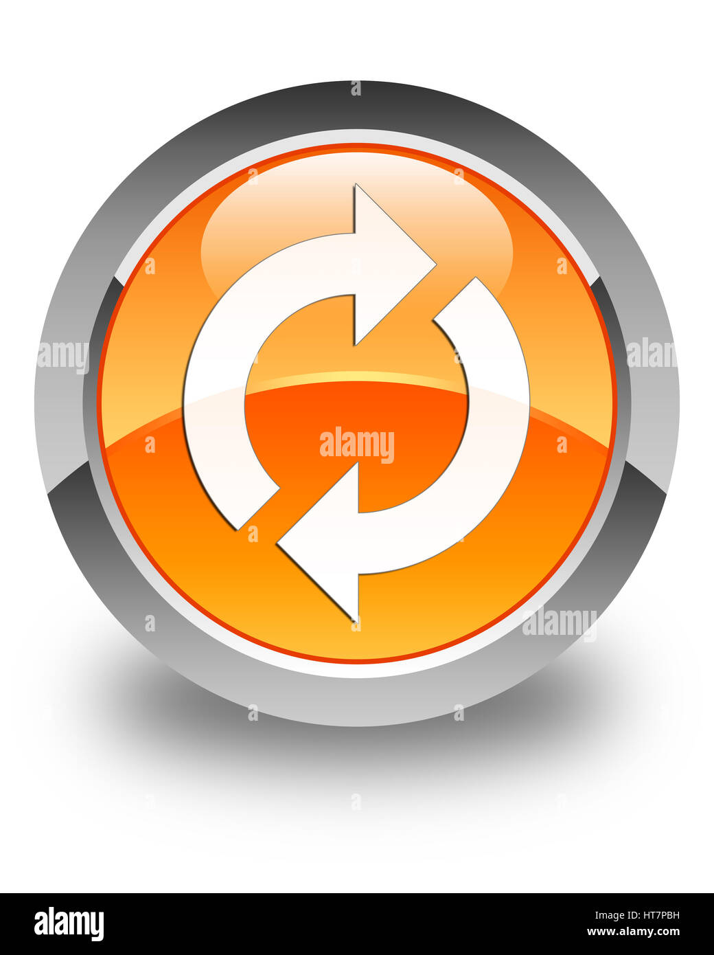 Update icon isolated on glossy orange round button abstract ...