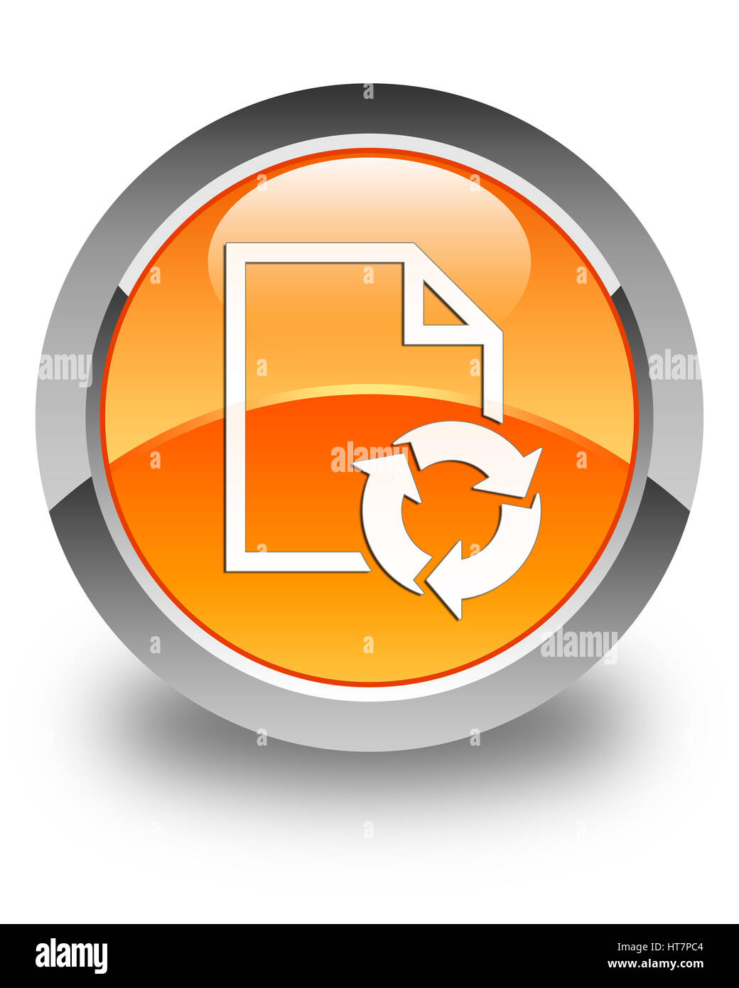 Document process icon isolated on glossy orange round button abstract ...