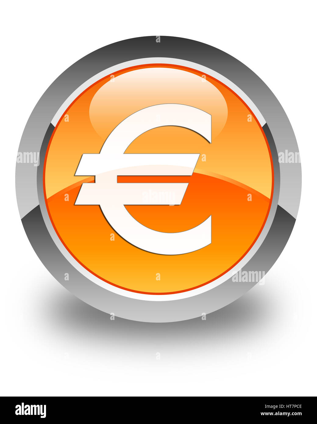 Euro sign icon isolated on glossy orange round button abstract ...