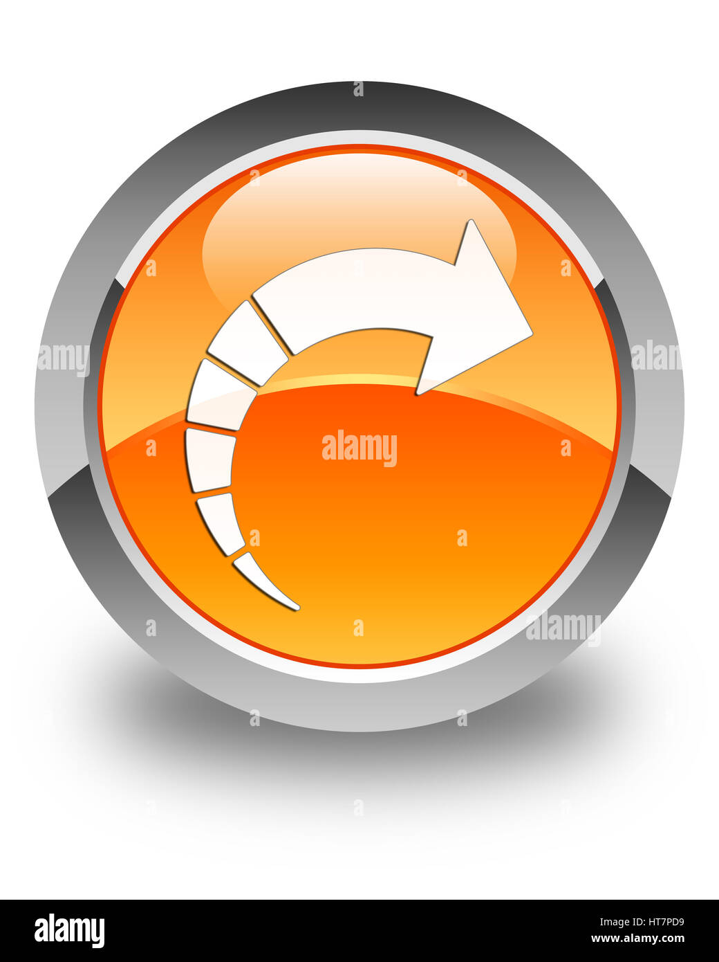 Next arrow icon isolated on glossy orange round button abstract ...