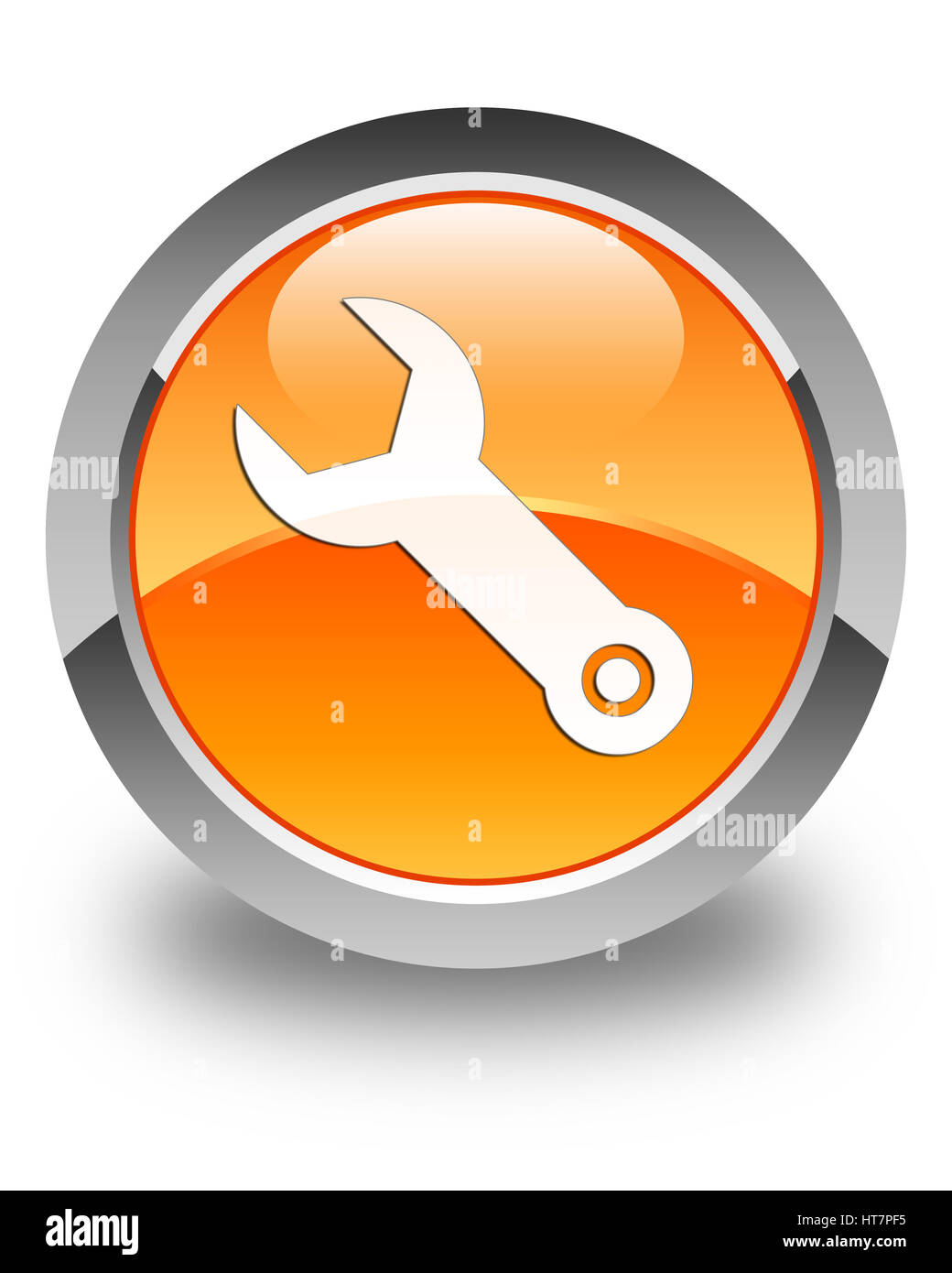 Wrench icon isolated on glossy orange round button abstract ...