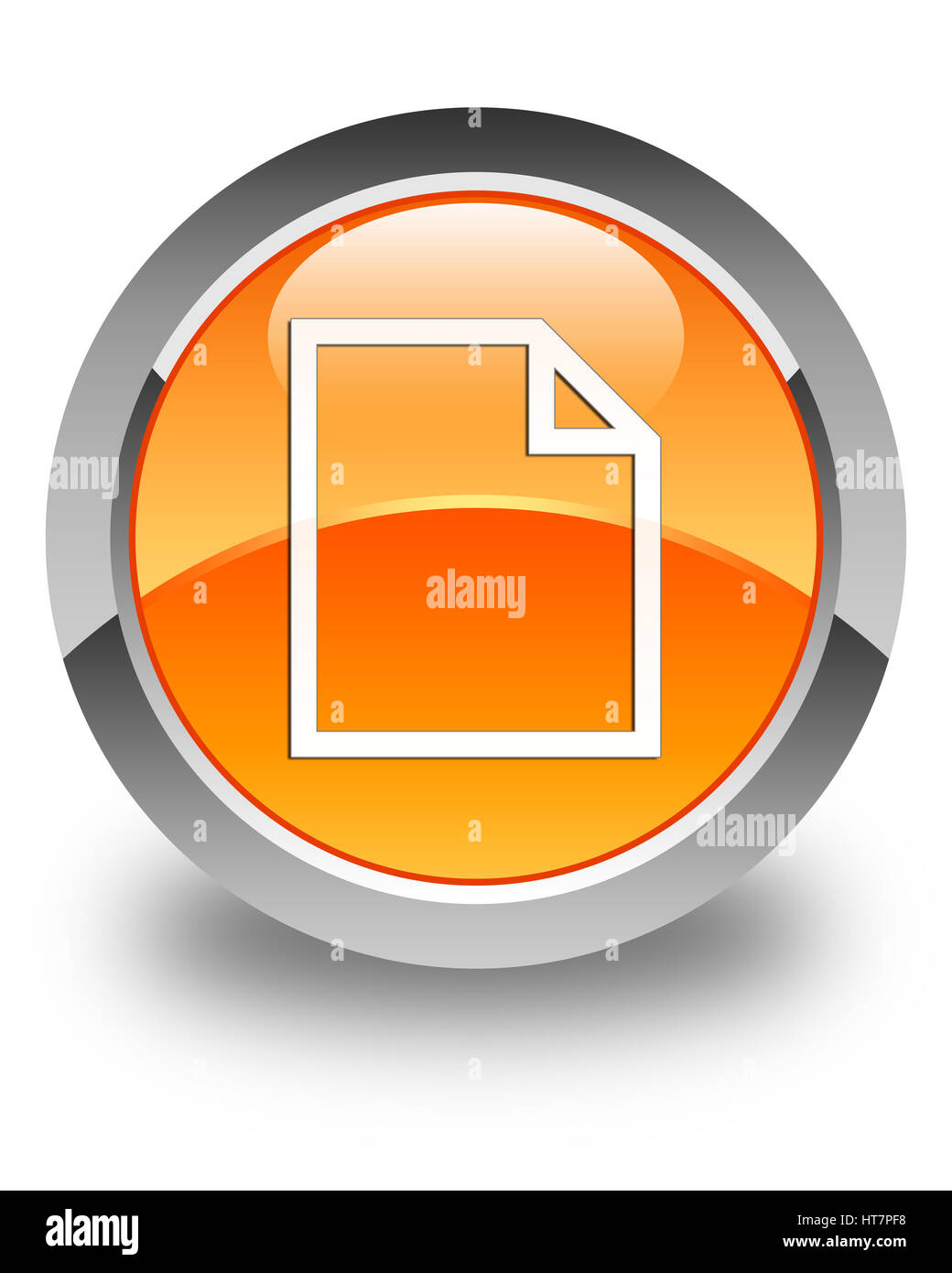Blank page icon isolated on glossy orange round button abstract ...