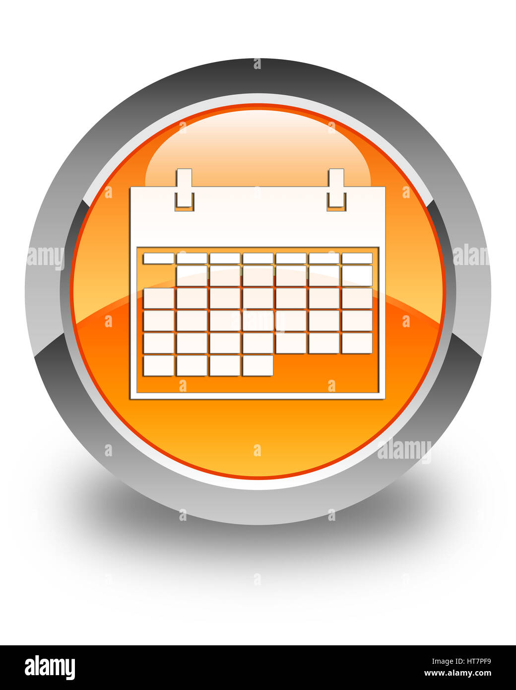 Calendar icon isolated on glossy orange round button abstract ...