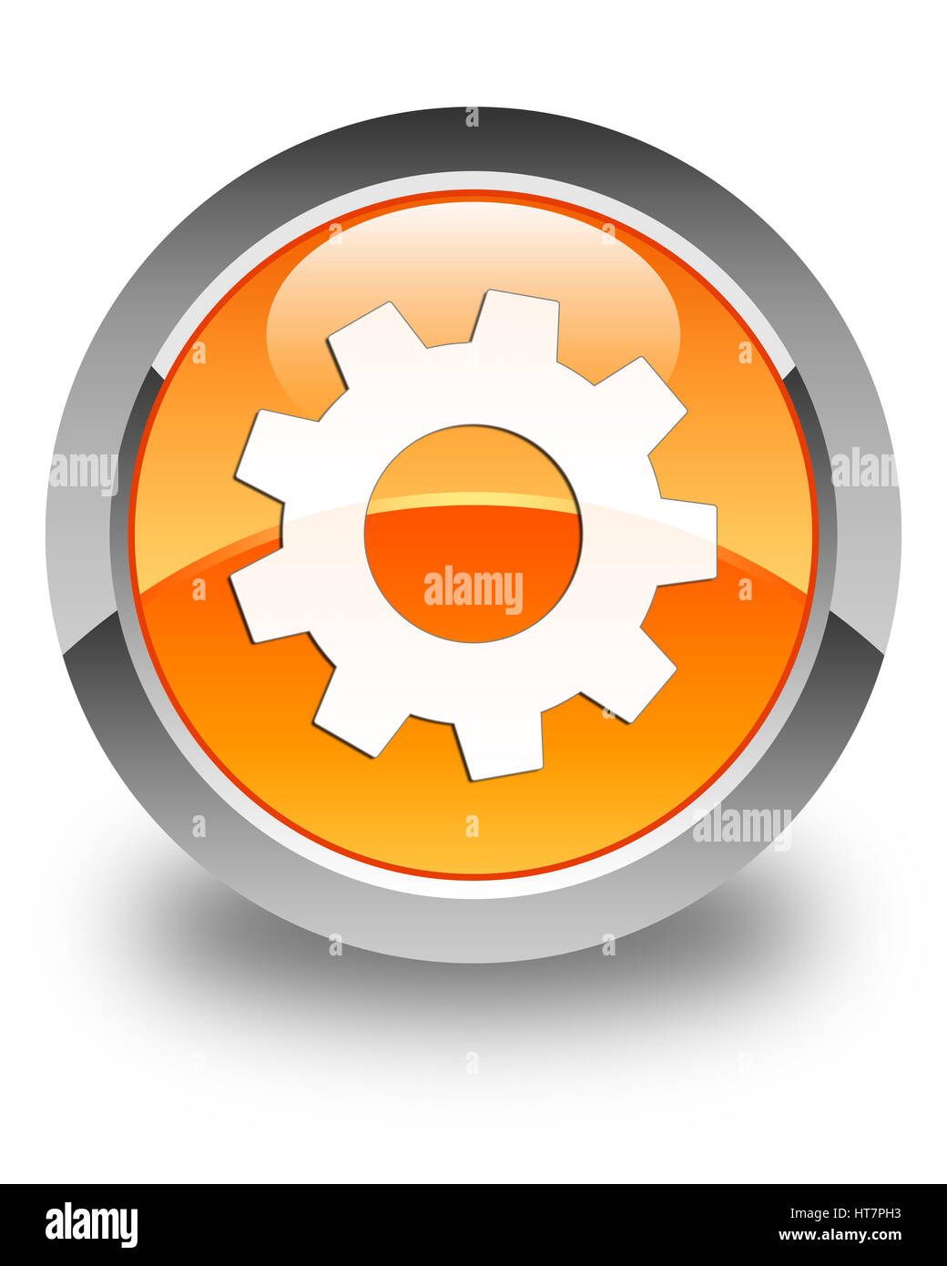 Process icon isolated on glossy orange round button abstract ...