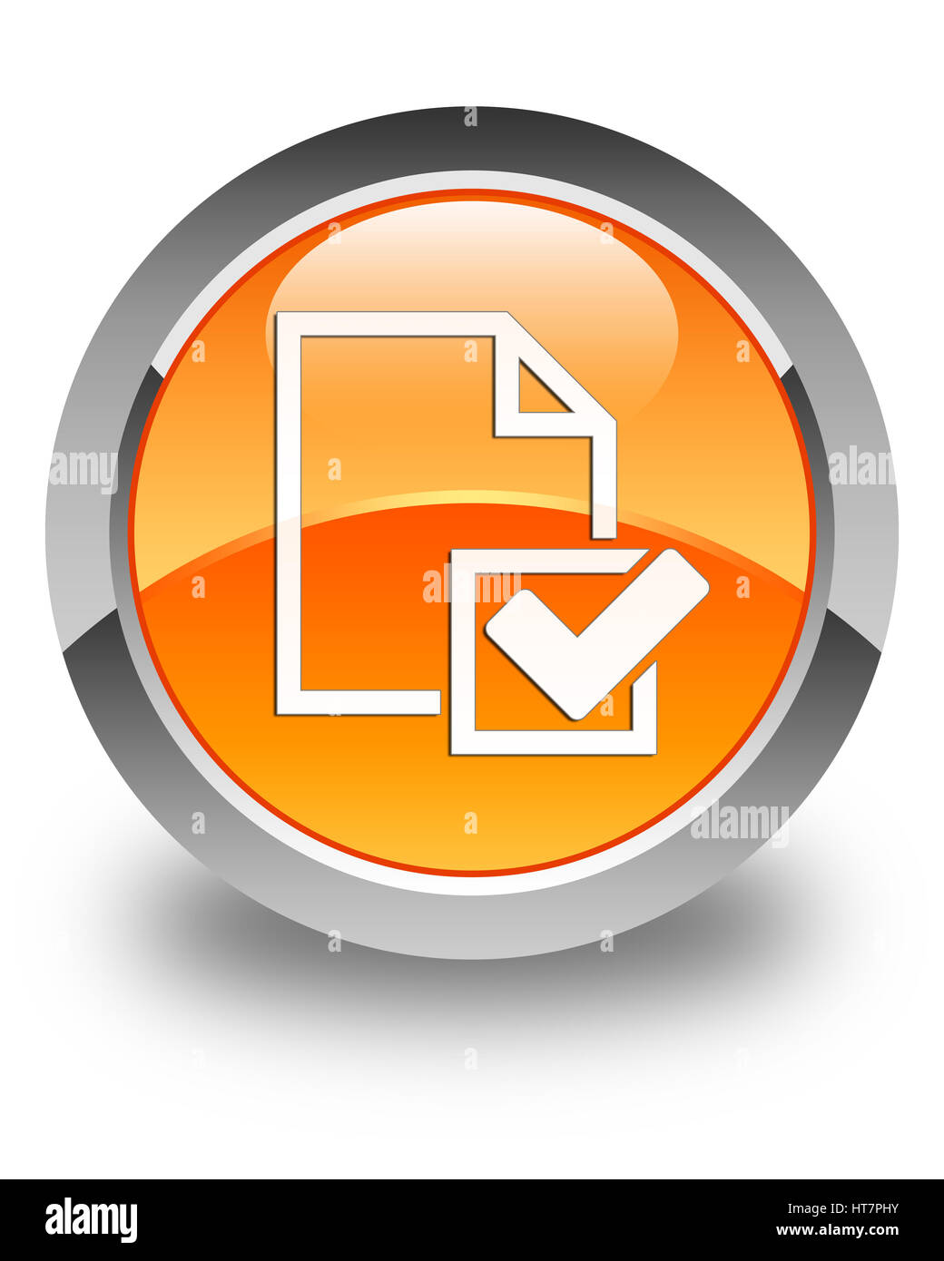 Checklist icon isolated on glossy orange round button abstract ...
