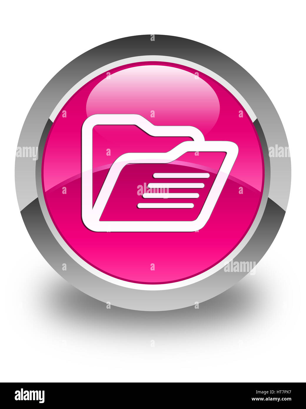 Folder icon isolated on glossy pink round button abstract illustration ...