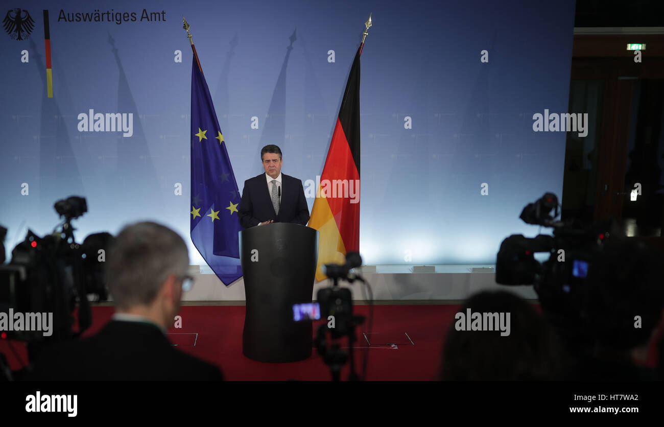 Berlin, Germany. 08th Mar, 2017. The German foreign minister Sigmar ...