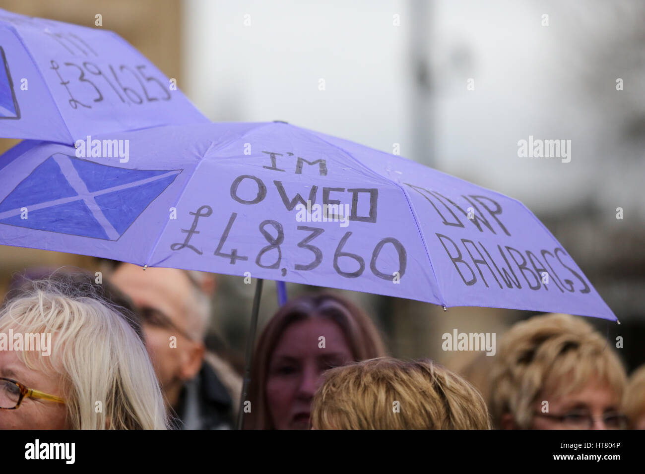 London, UK. 8th March 2017. Hundreds of women protest outside ...