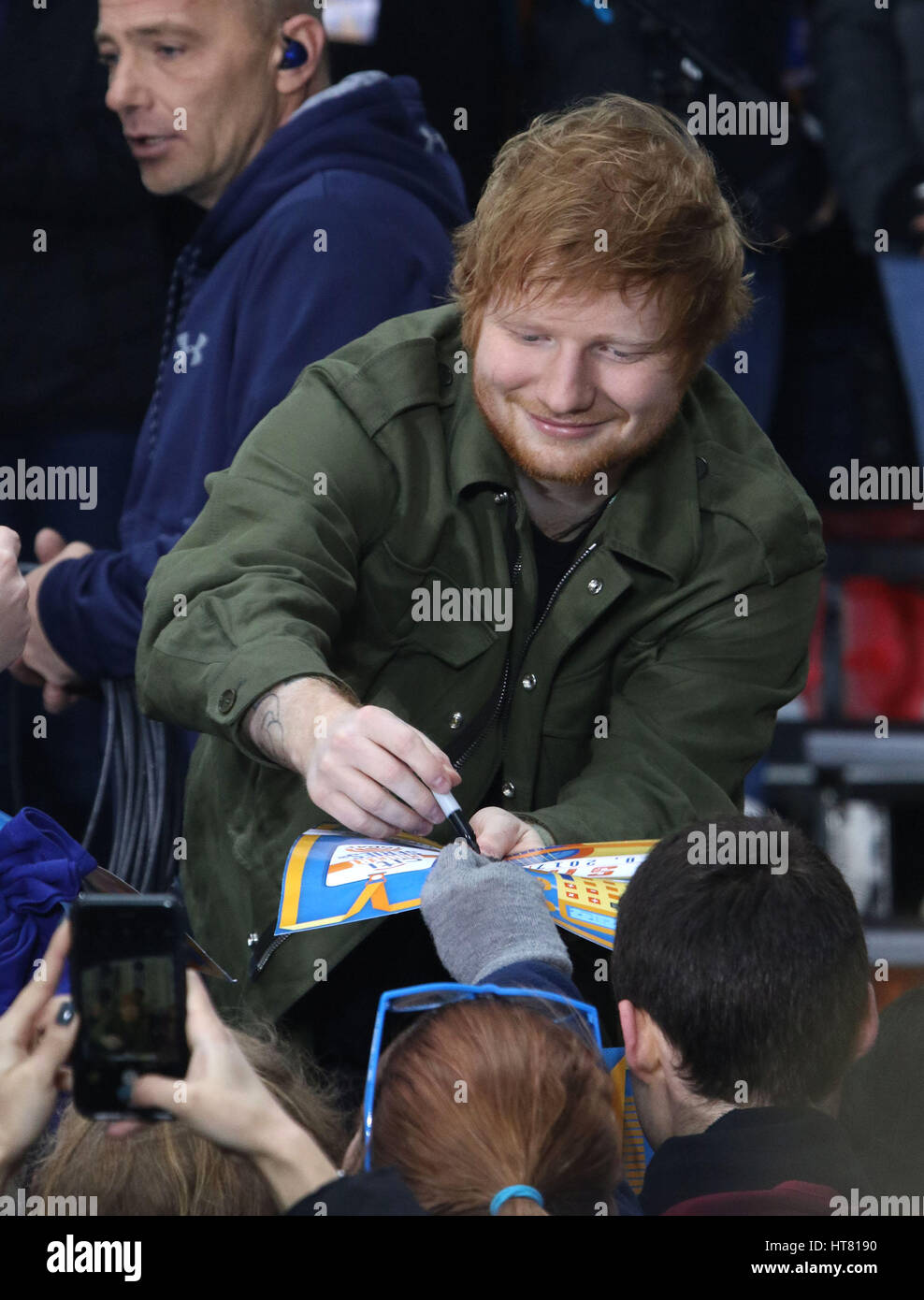 New York, New York, USA. 8th Mar, 2017. Singer ED SHEERAN signs ...