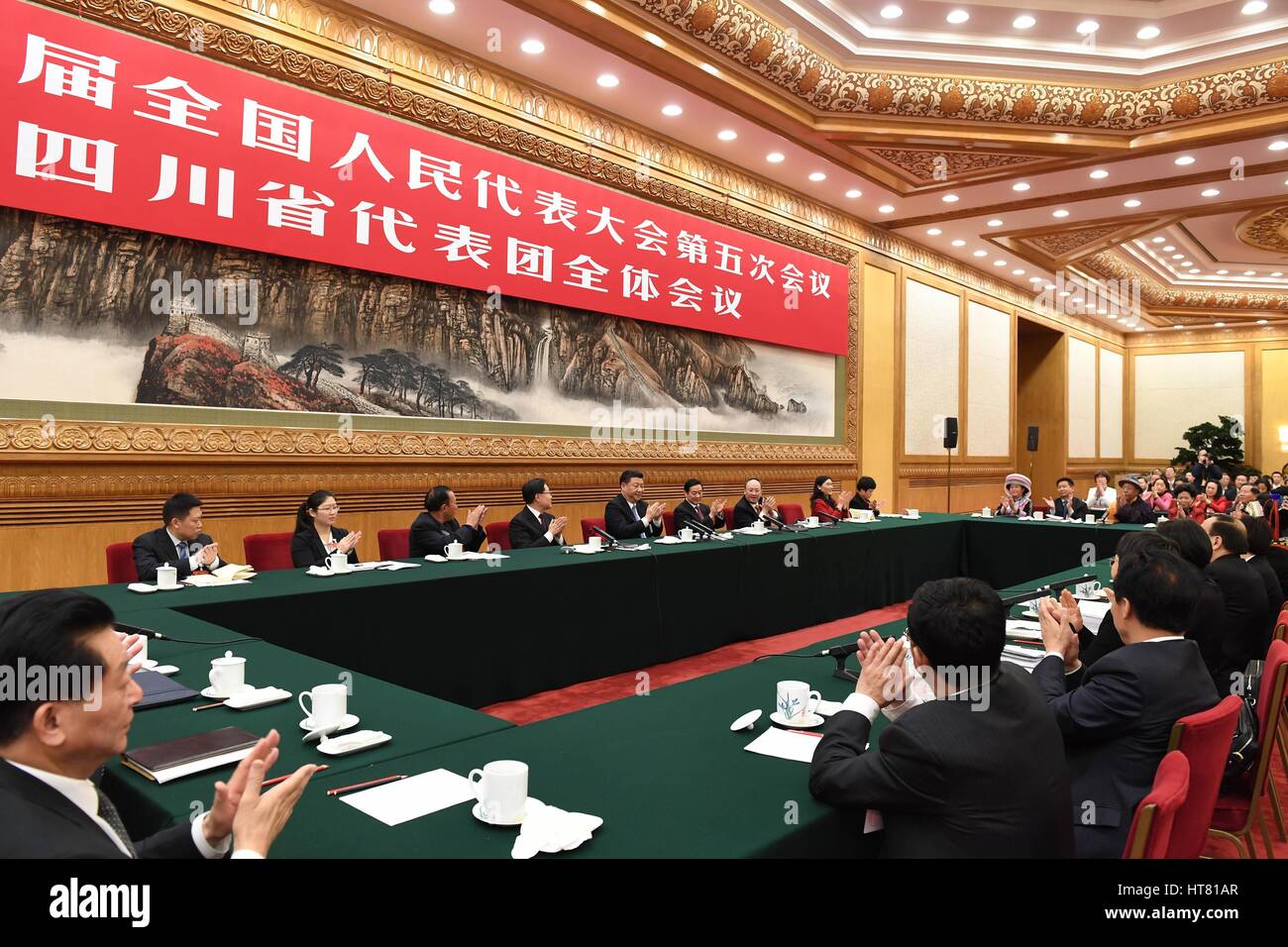 Beijing, China. 8th Mar, 2017. Chinese President Xi Jinping joins a ...