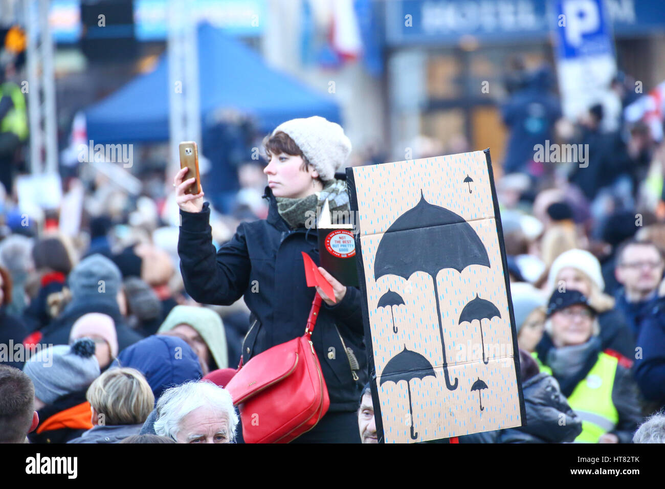 Warsaw, Poland. 8th March 2017. Thousands of women held protest for ...