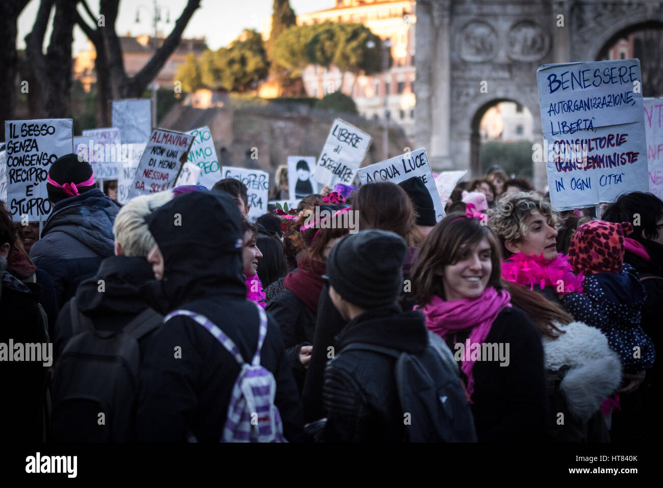 Rome, Italy. 8th March 2017. Demonstration Women-march for equal rigths ...