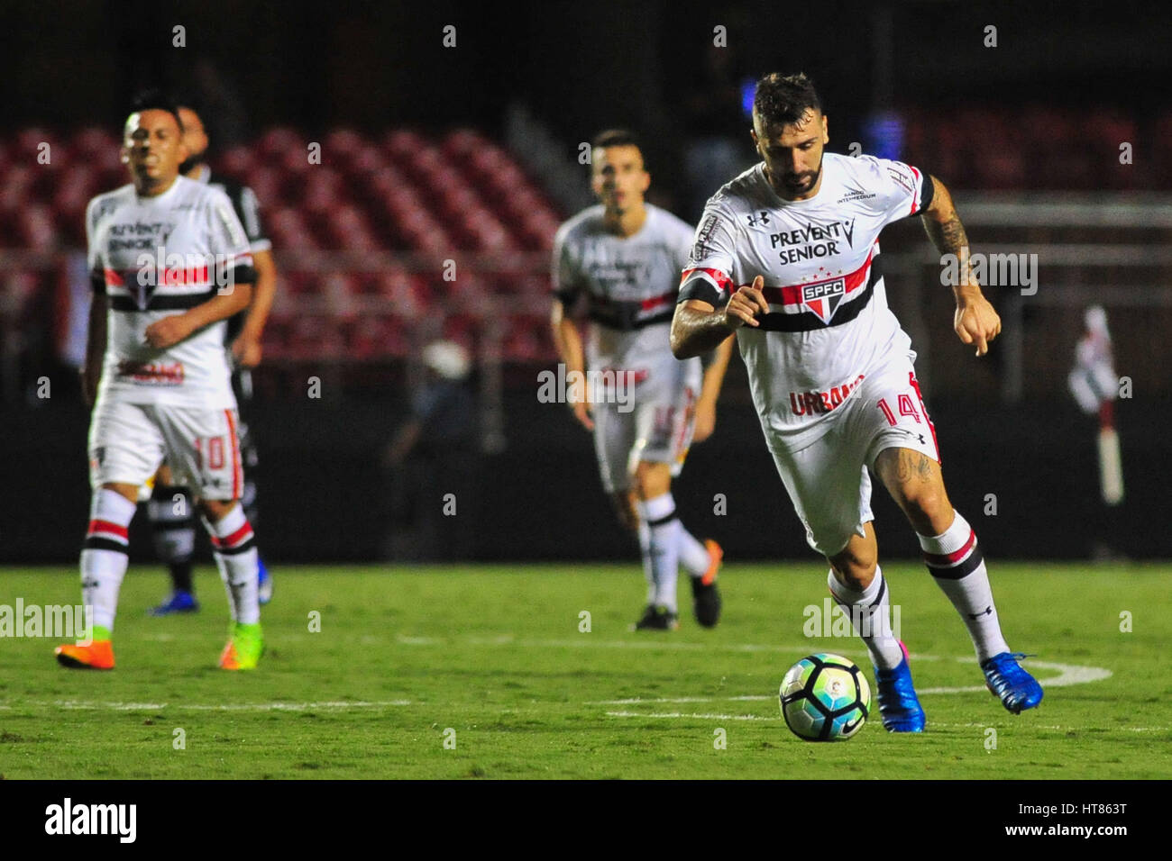 SÃO PAULO, SP - 08.03.2017: SPFC X ABC - Lucas Pratto of SPFC during ...