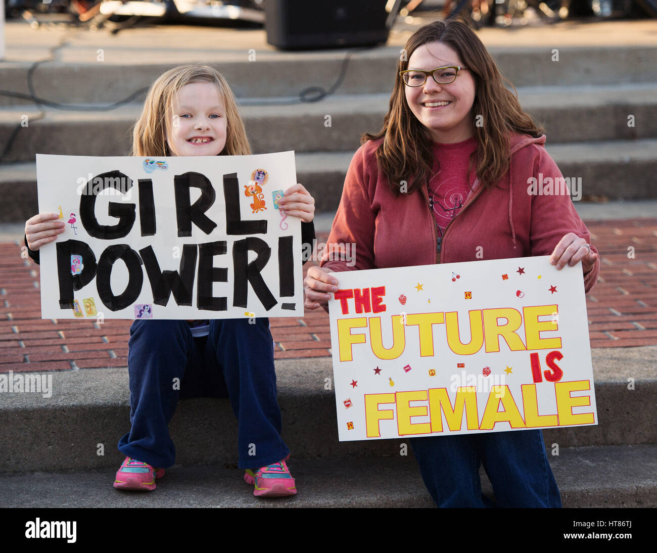 Columbus, USA. 08th Mar, 2017. Shelly Mann (right) poses with her ...