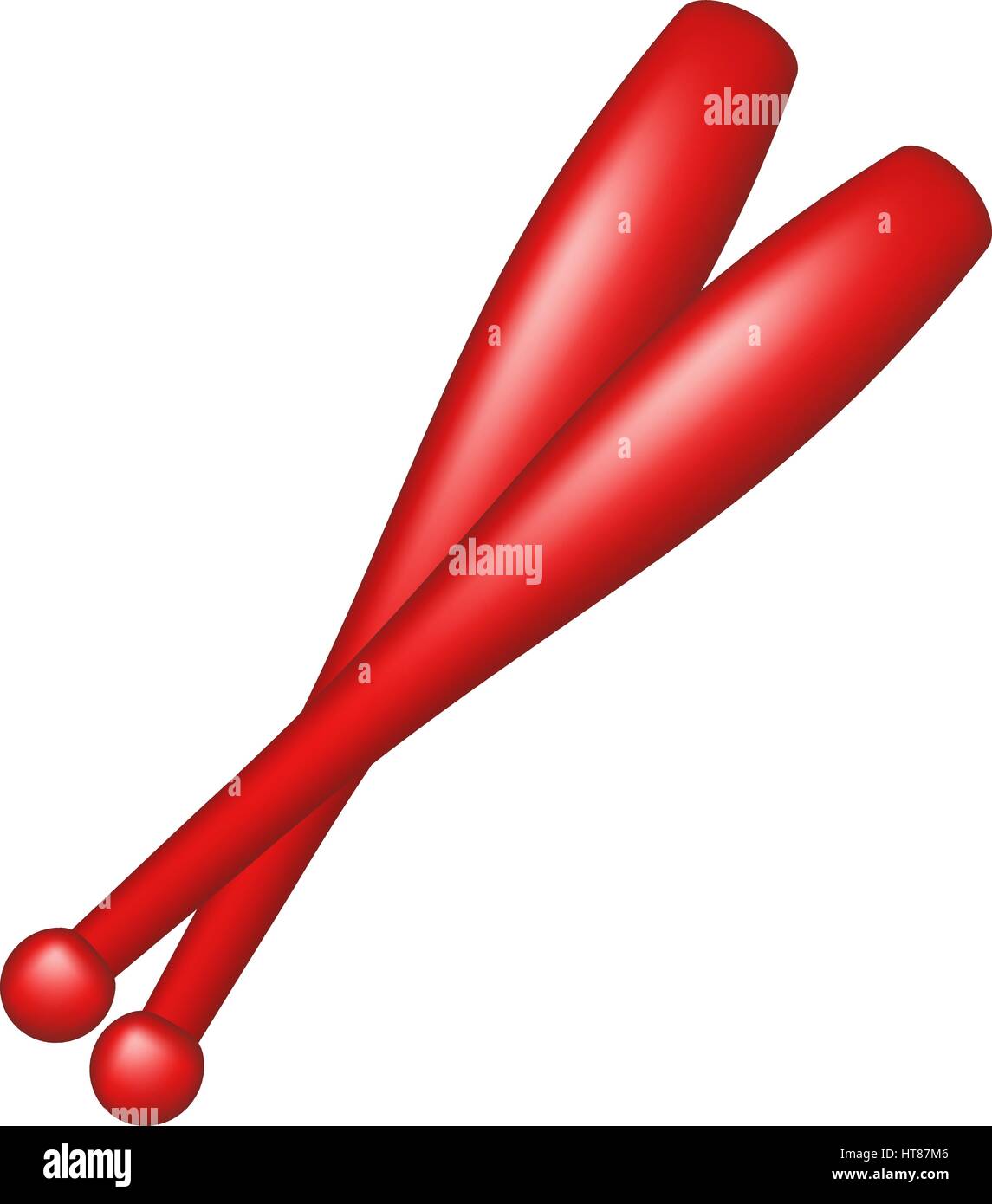 Gymnastics clubs in red design on white background Stock Vector Image ...