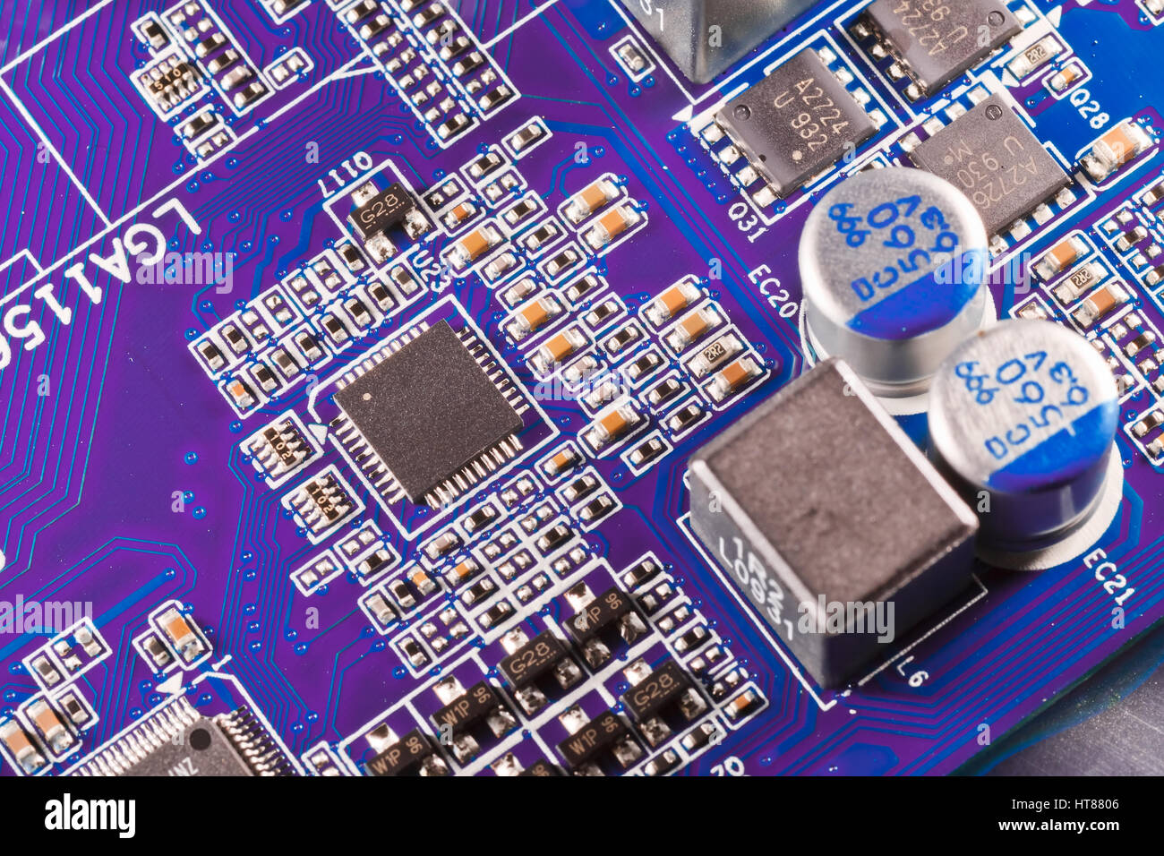 Elements of computer motherboard Stock Photo - Alamy