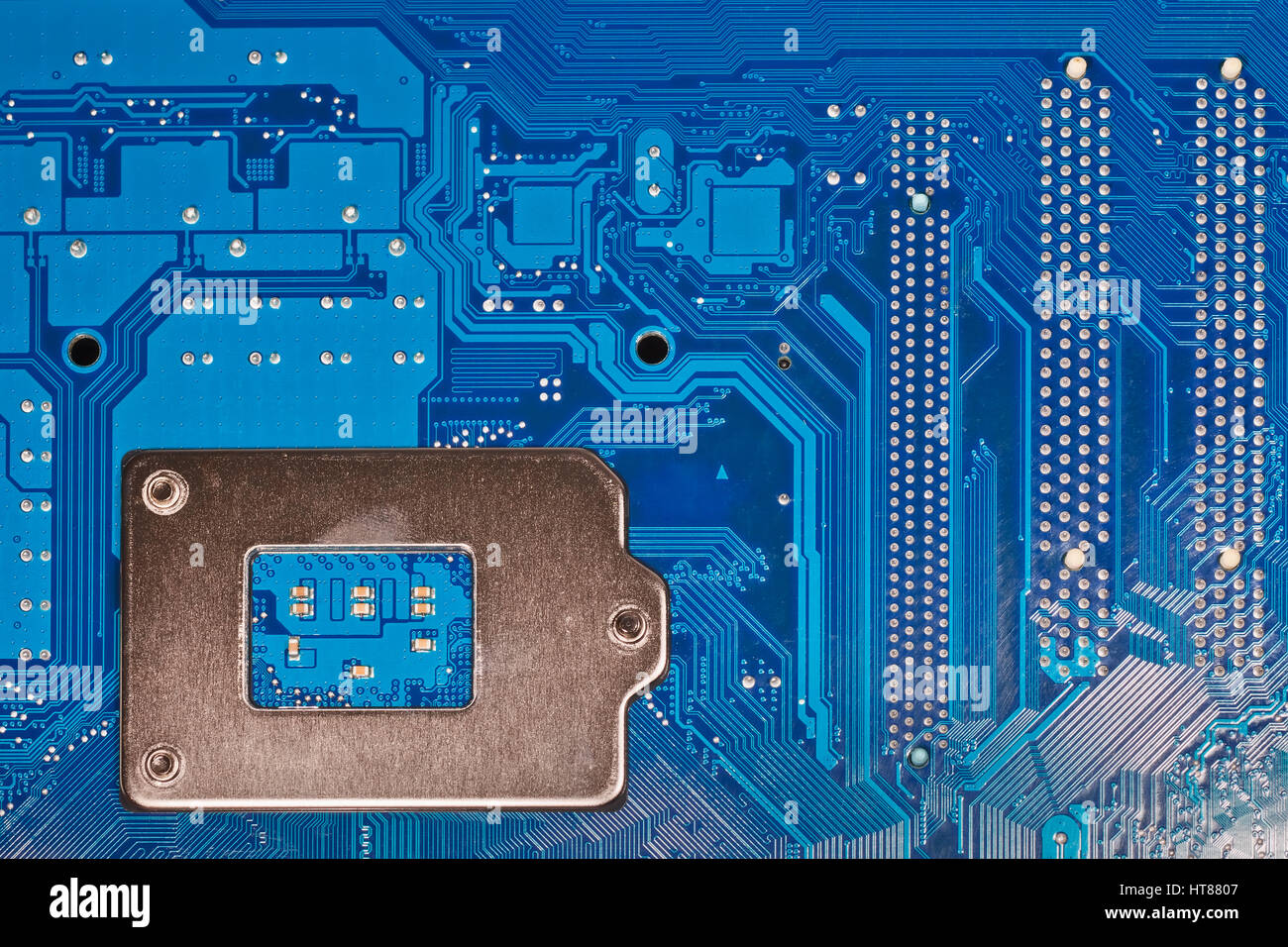 Technological background blue computer motherboard hi-res stock ...
