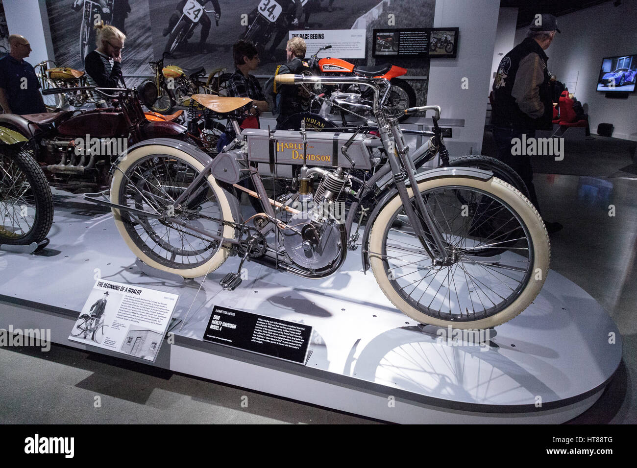 Los Angeles, CA, USA — March 4, 2017: Grey 1908 Harley-Davidson Model 4 ...