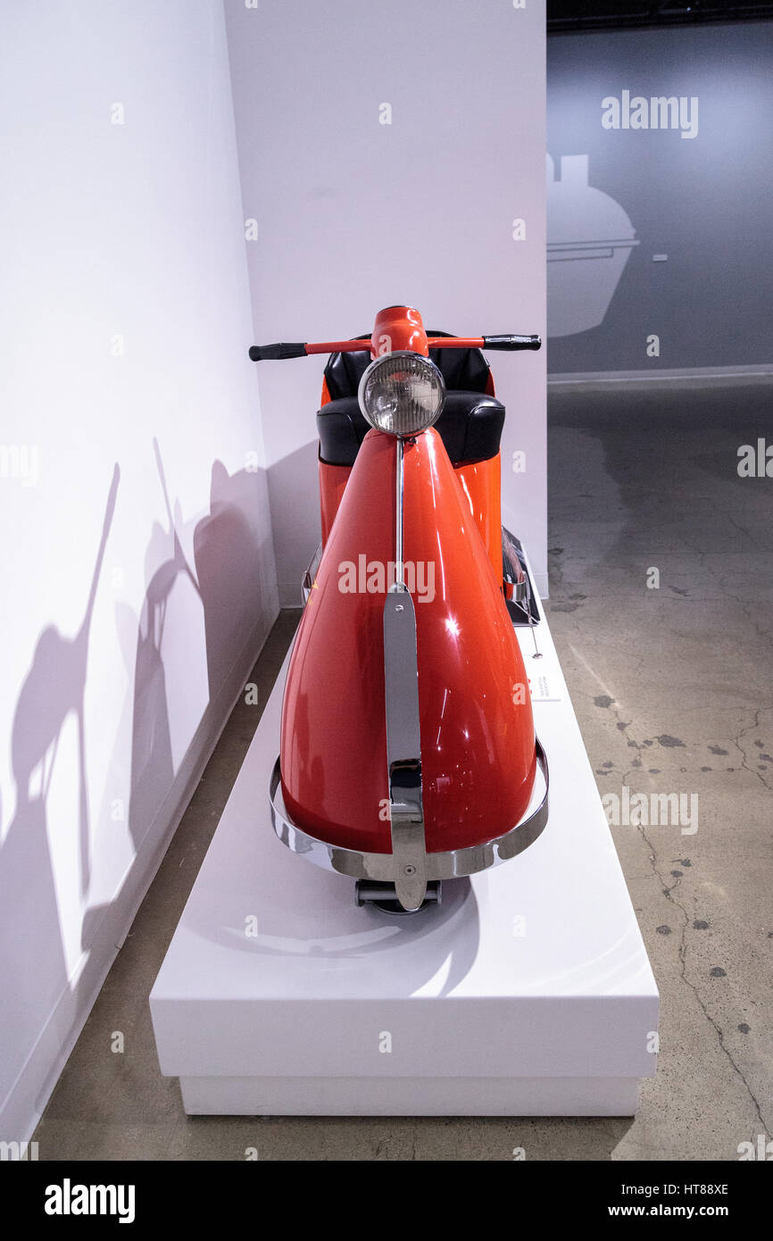 Los Angeles, CA, USA — March 4, 2017: Orange 1947 Salsbury Model 85 ...