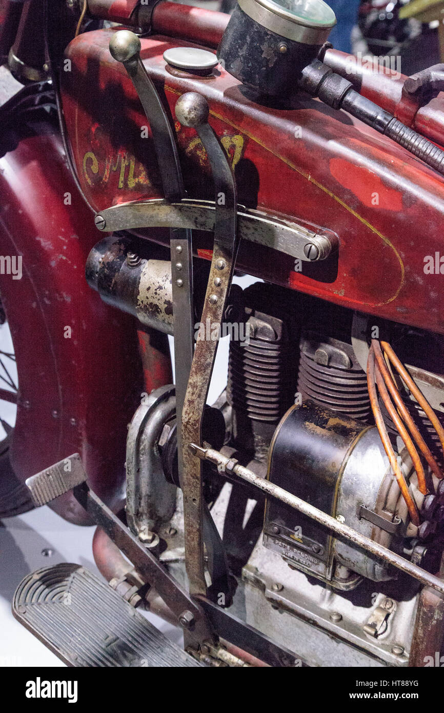Los Angeles, CA, USA — March 4, 2017: Red 1927 Indian Ace motorcycle at ...