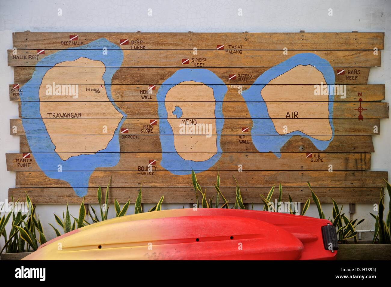 Gili Islands dive map, Indonesia Stock Photo - Alamy