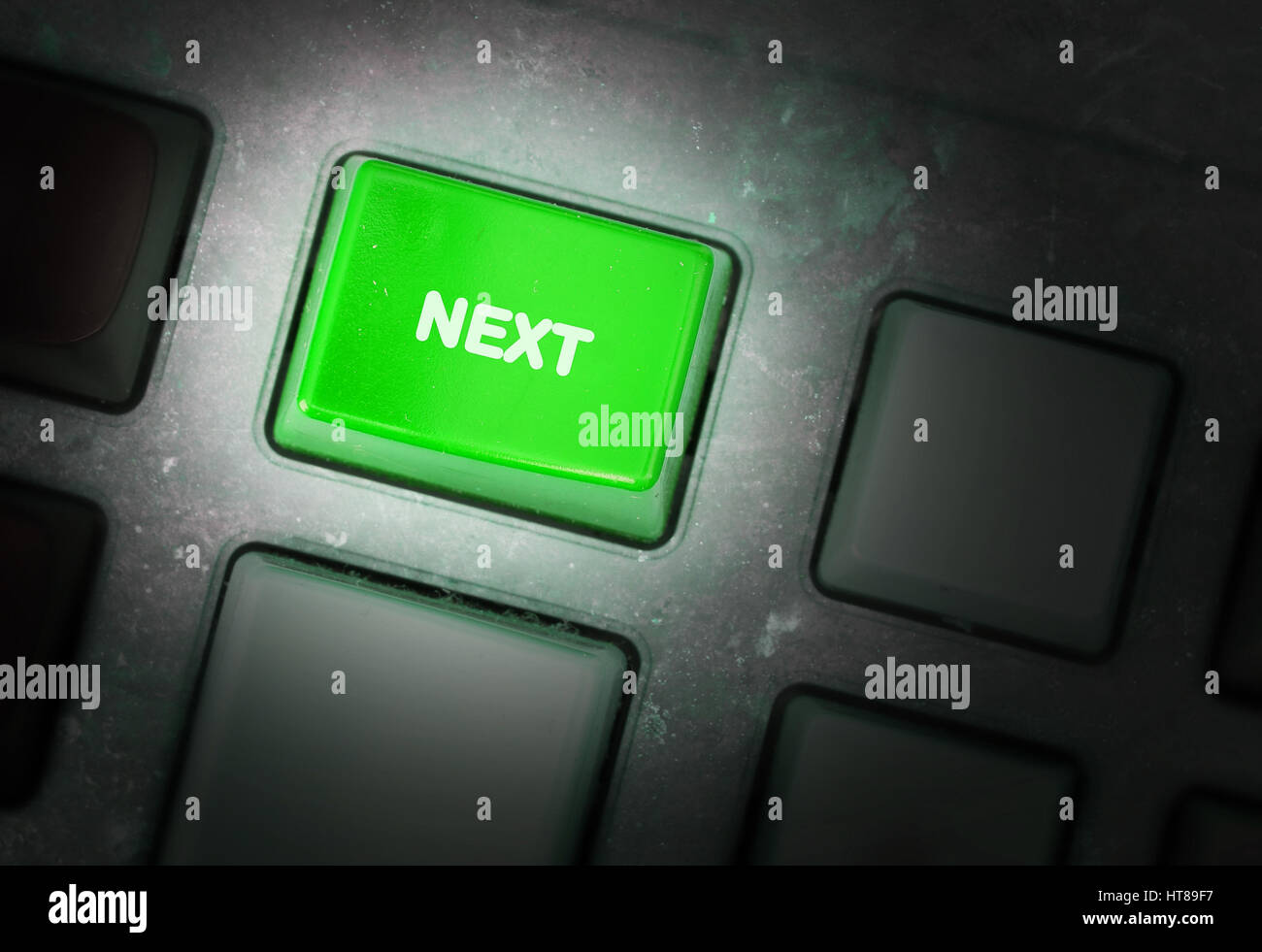 Button on a dirty old panel, selective focus - next Stock Photo - Alamy