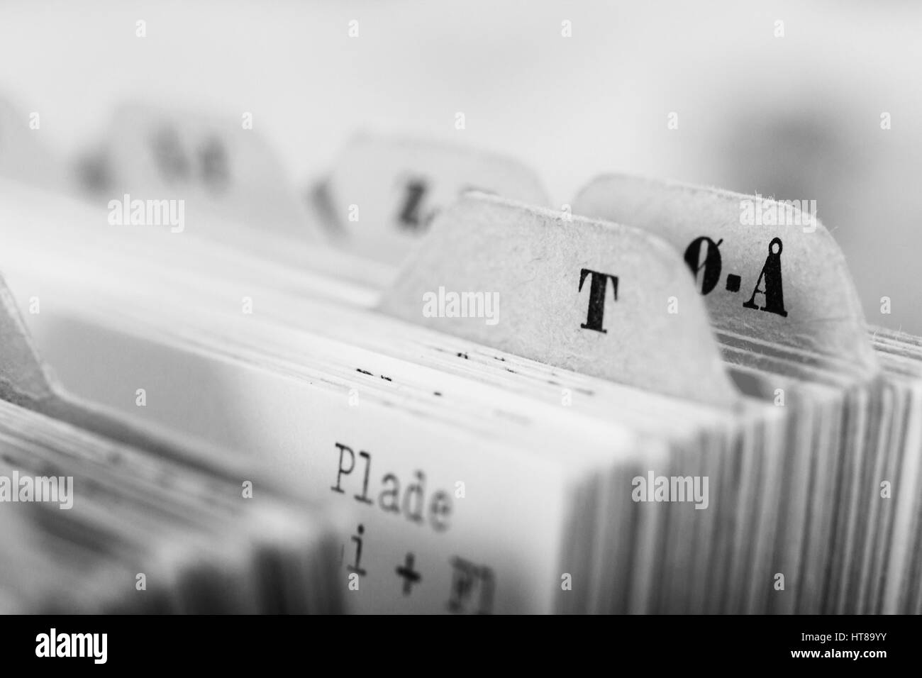 Close up of alphabetical index cards in a box Stock Photo - Alamy