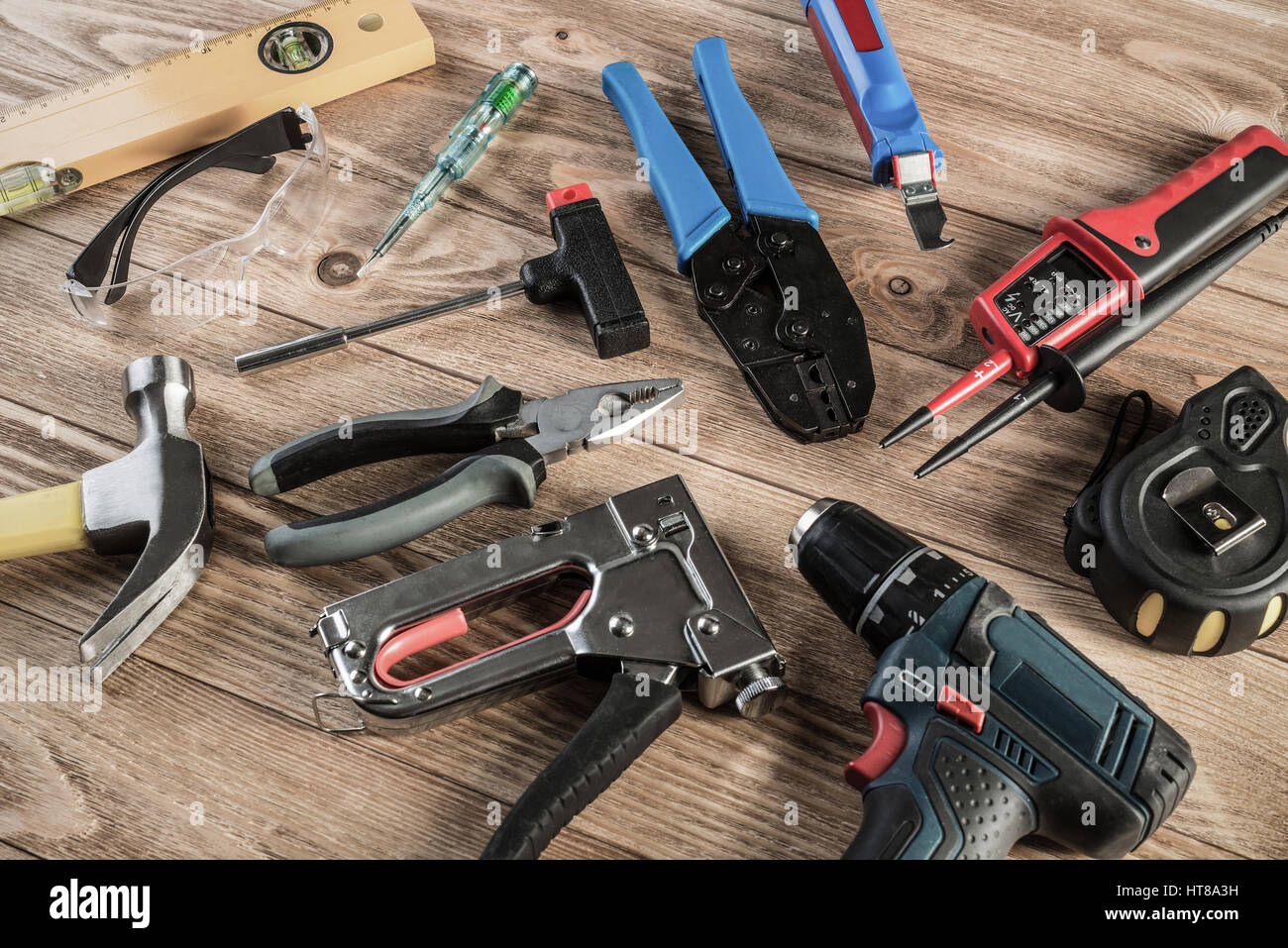 Instruments on wooden table Stock Photo - Alamy
