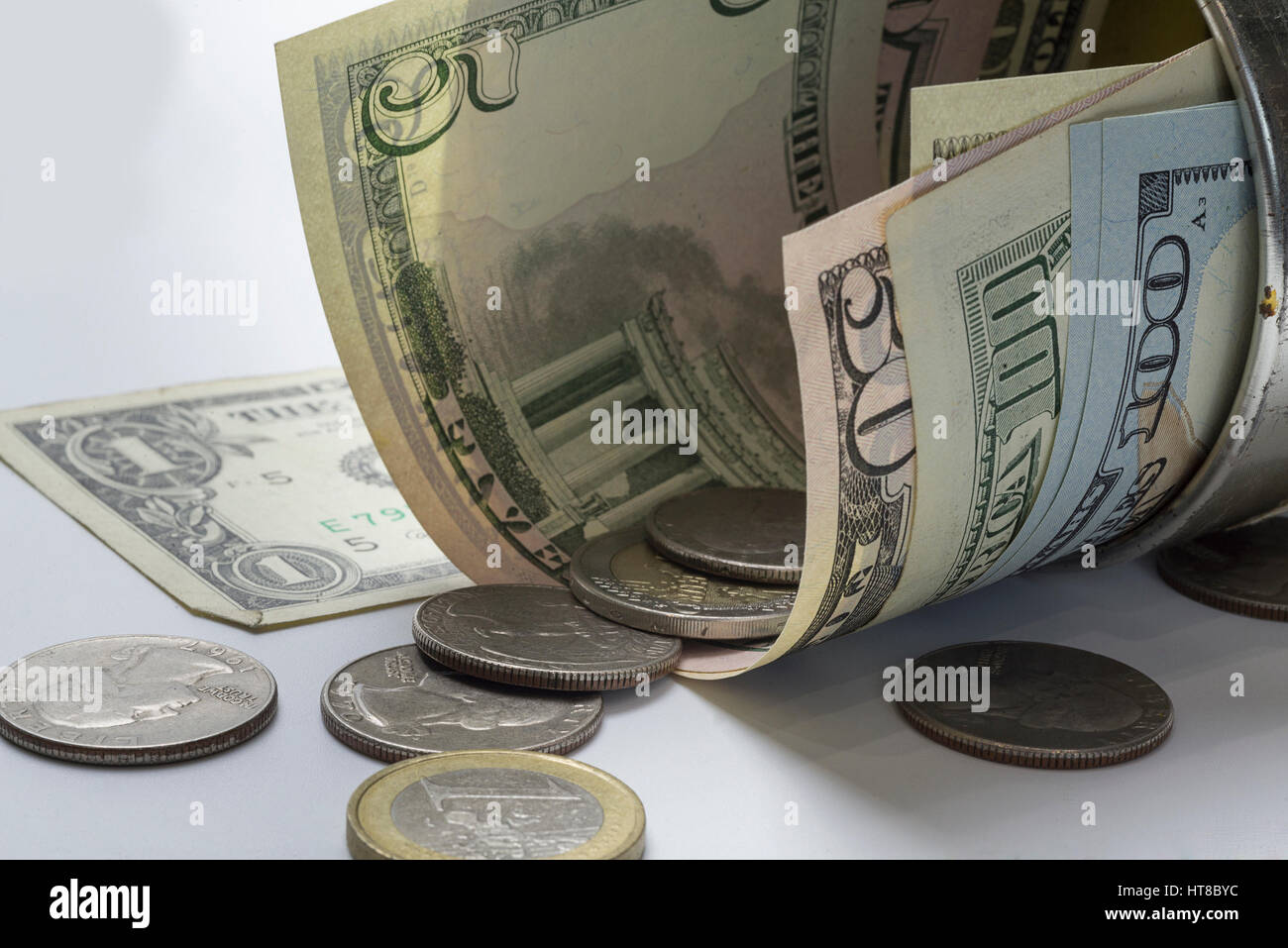 Money on a white background lying on the floor Stock Photo - Alamy