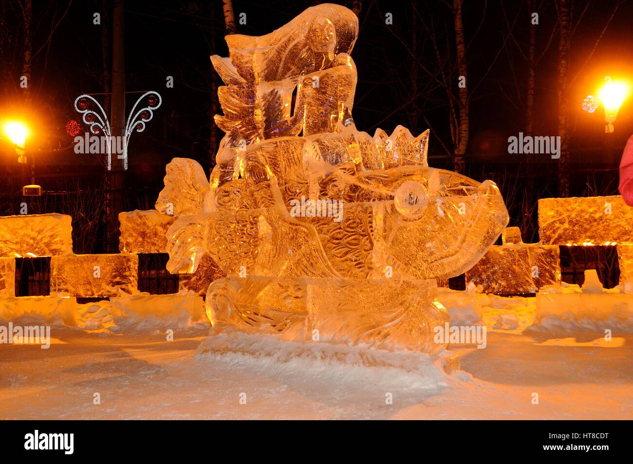 The exhibition of ice sculptures in Sokolniki Park. Moscow. Russia ...