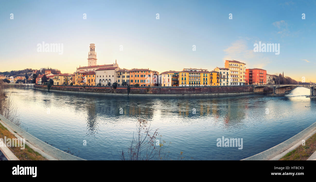 Old Verona town, view on river Stock Photo - Alamy