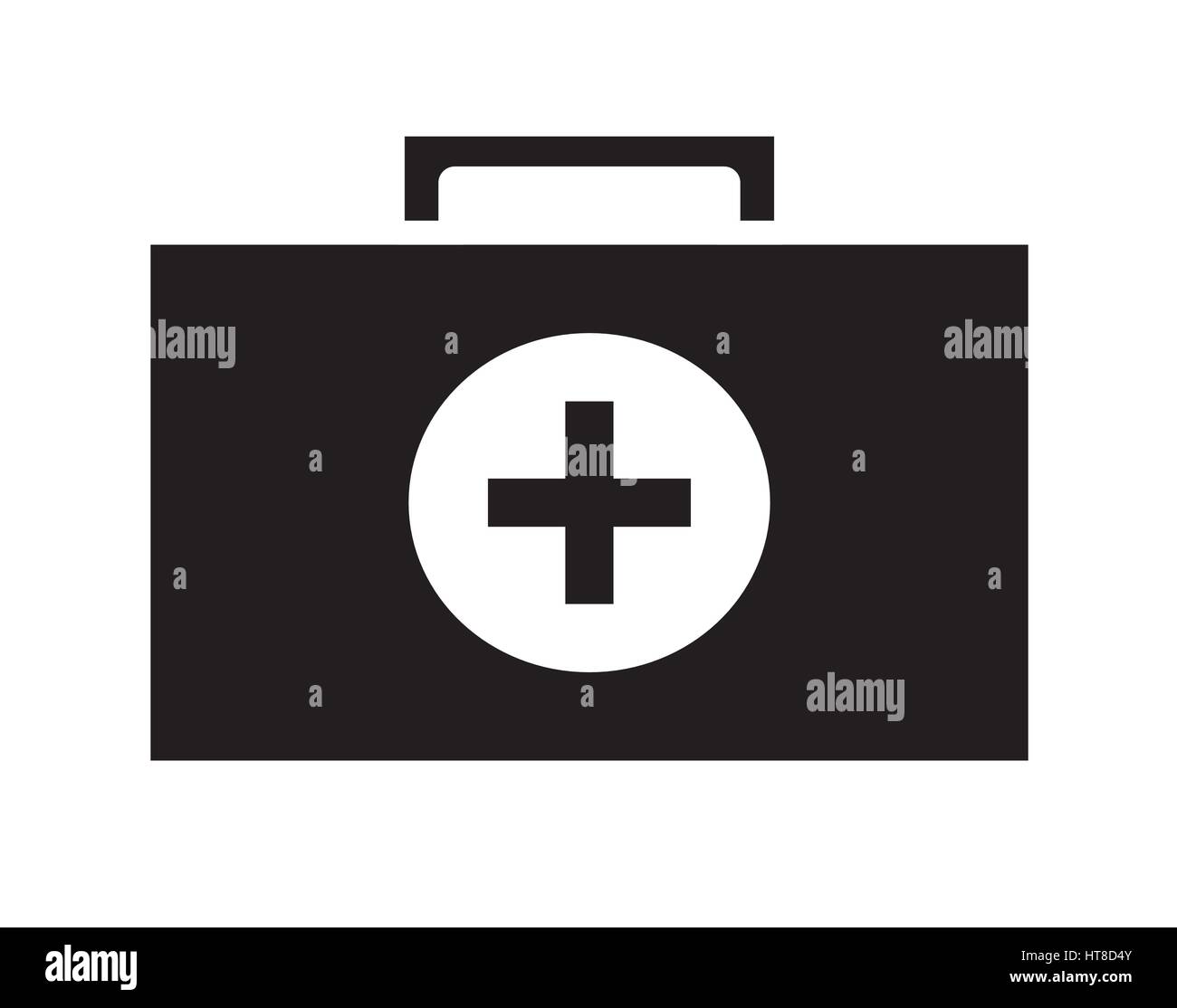 Black and White first aid kit icon vector isolated white background ...