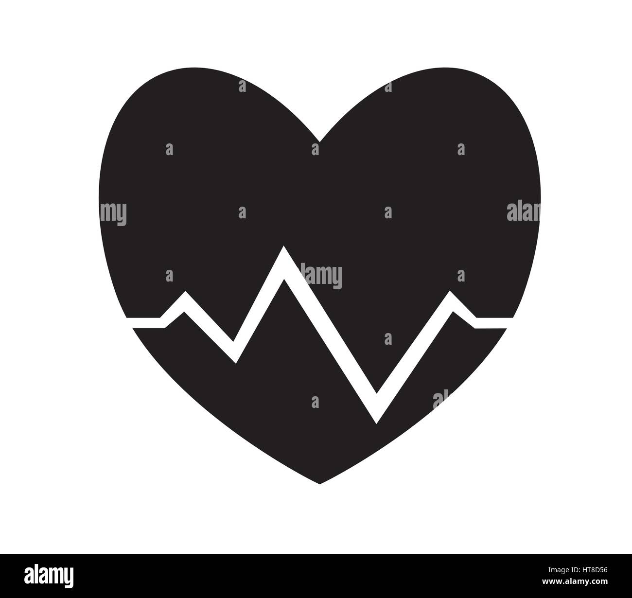 Black and white heart pulse, heartbeat icon vector isolated white ...