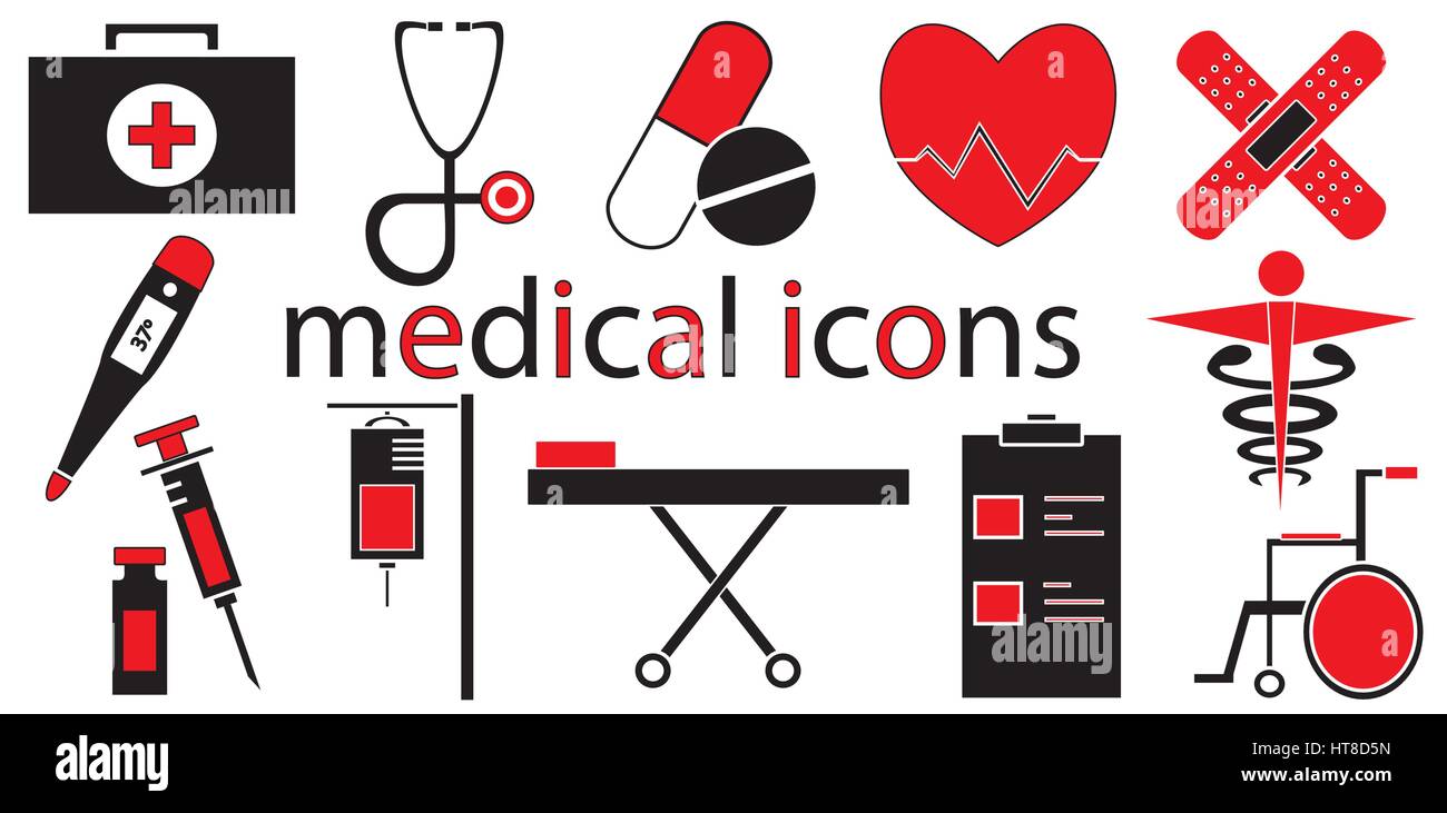 Set of medical icons vector isolated in white background Stock Vector ...