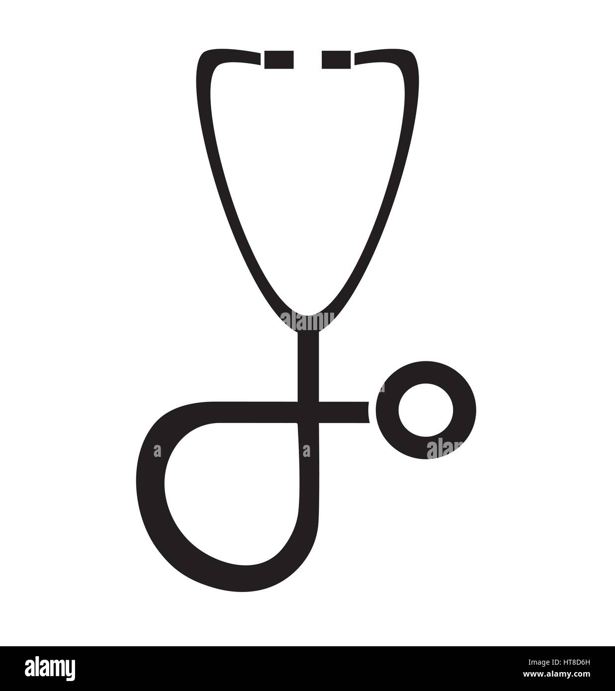 Black and white stethoscope icon vector isolated in white background ...