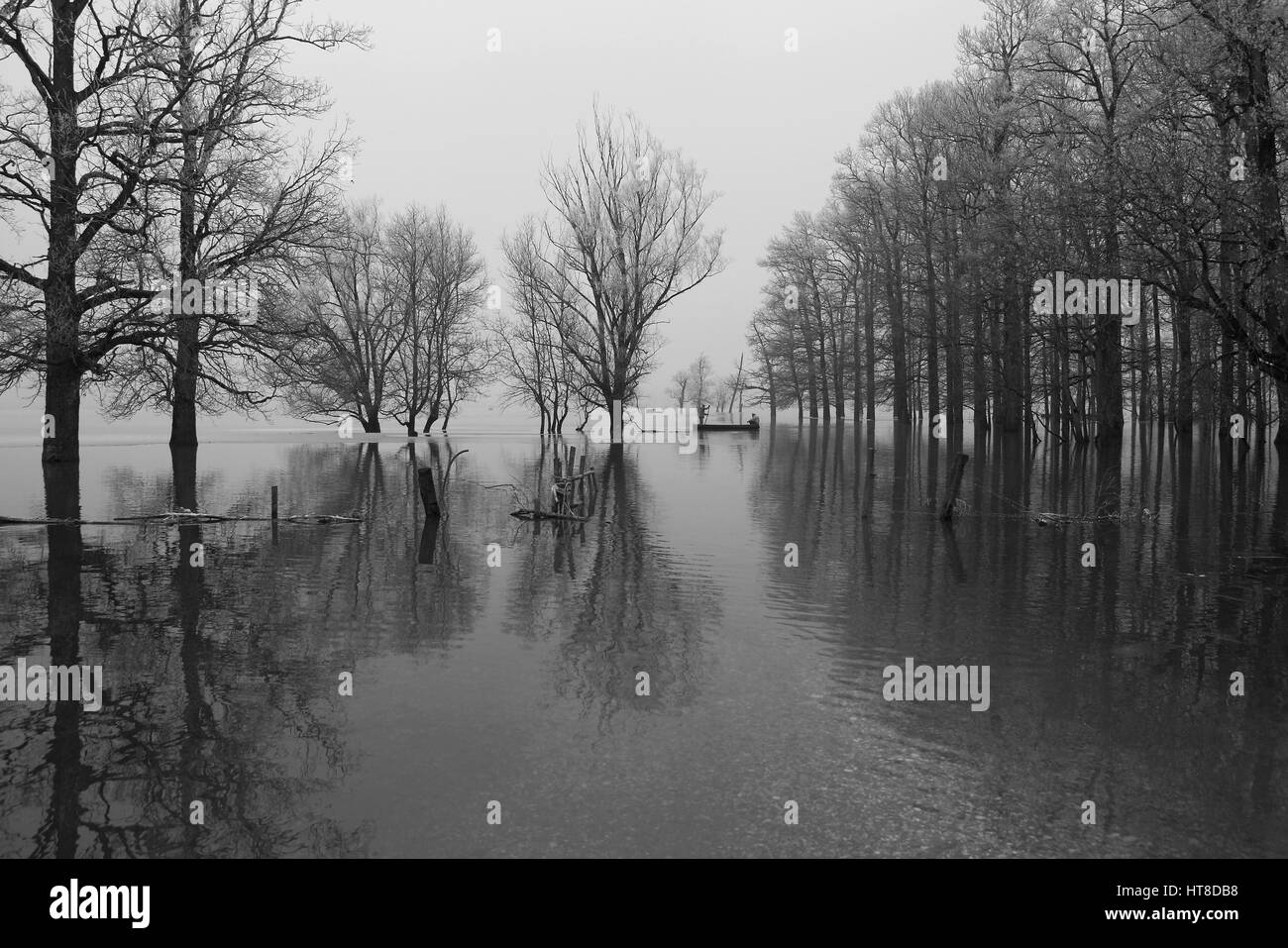 Moody scene boat on Black and White Stock Photos & Images - Alamy