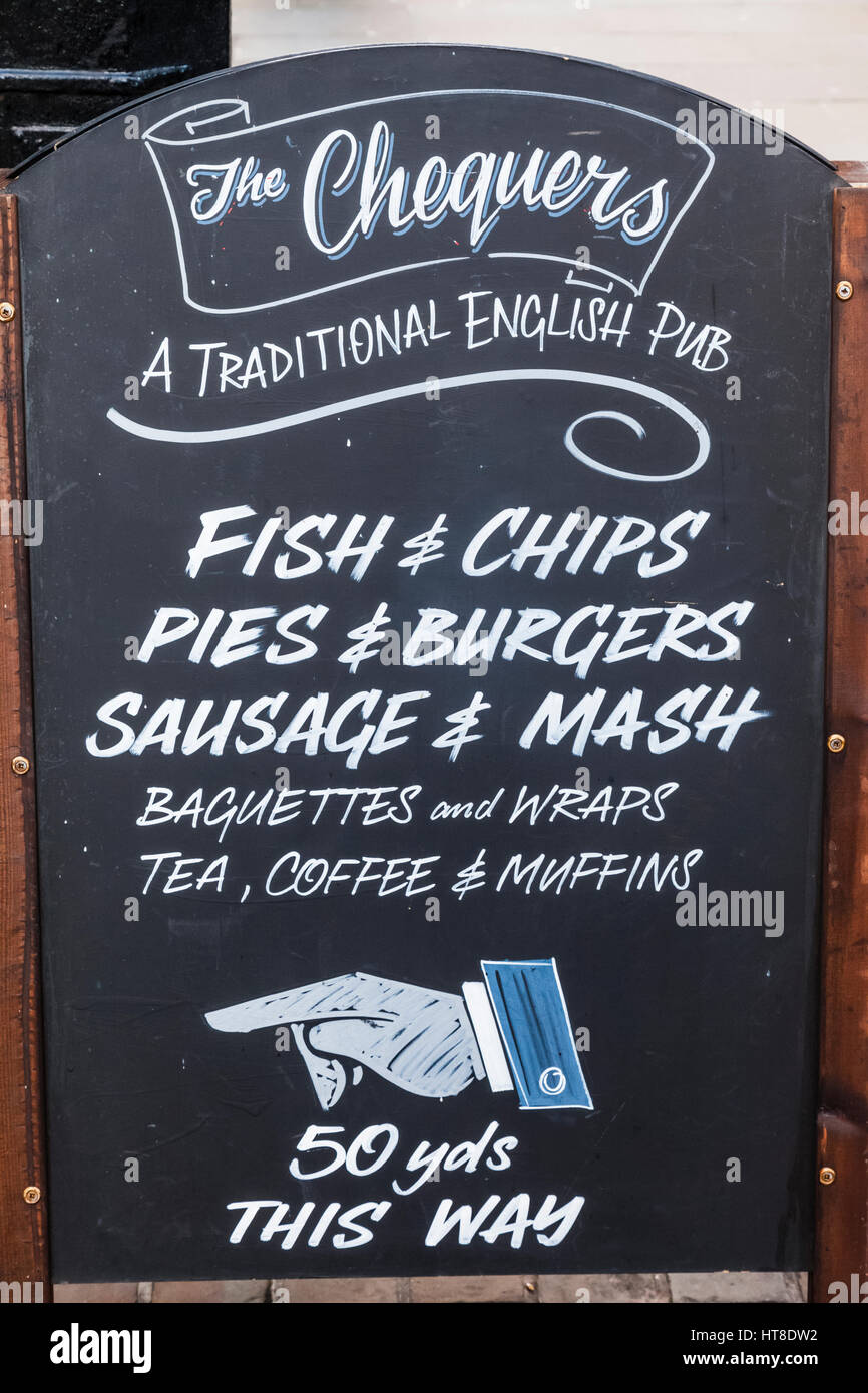England, London, Soho, Pub Food Menu Stock Photo - Alamy
