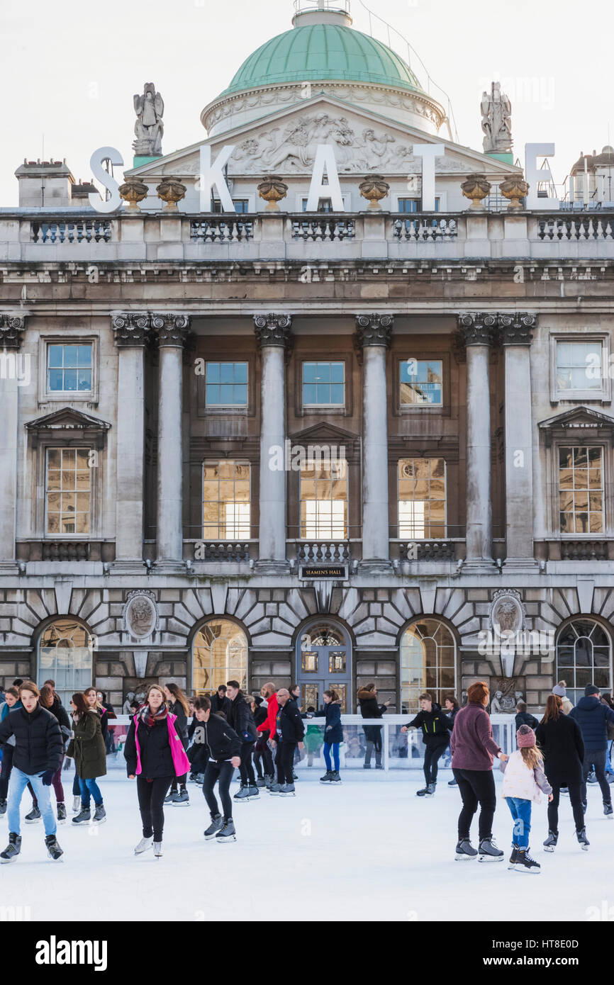 England, London, The Strand, Somerset House, Ice Skating Stock Photo ...