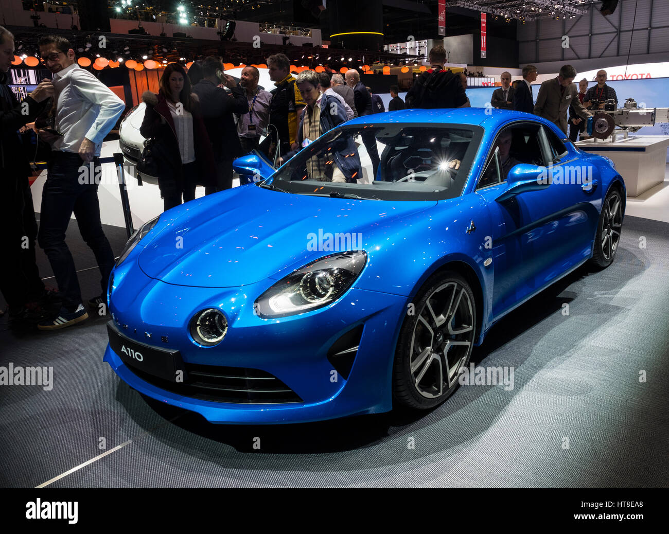 World Premiere of Alpine A110 car at Geneva International Motor Show ...