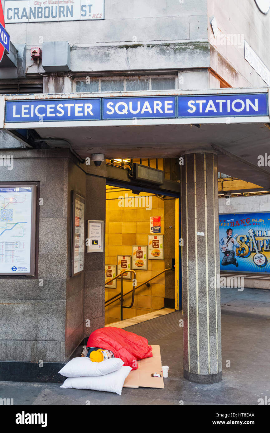 England, London, Soho, Rough Sleeper at Subway Entrance Stock Photo - Alamy
