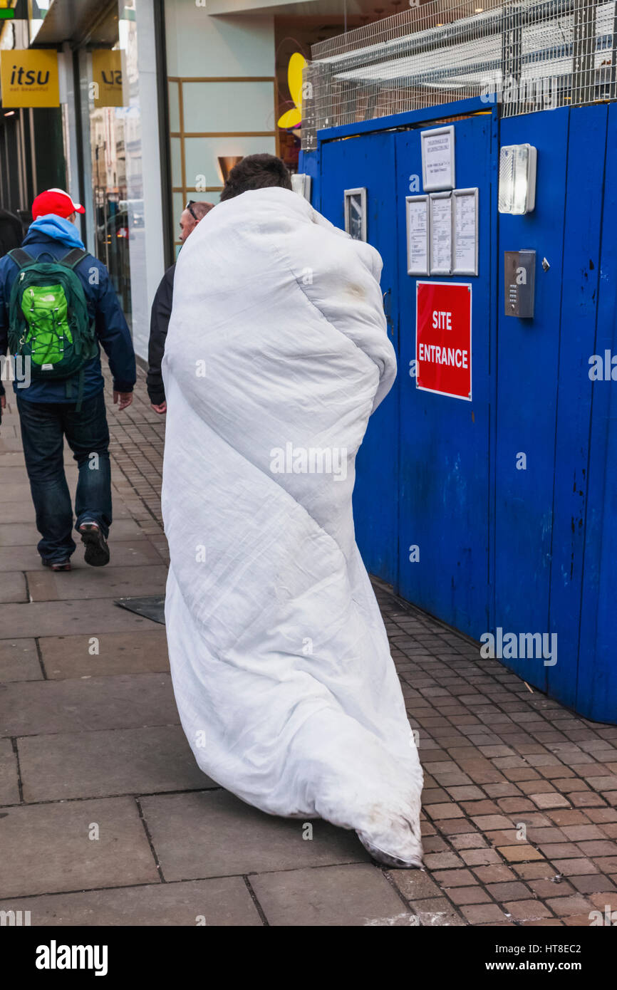 England, London, Soho, Homeless Man Walking on Pavement Stock Photo - Alamy