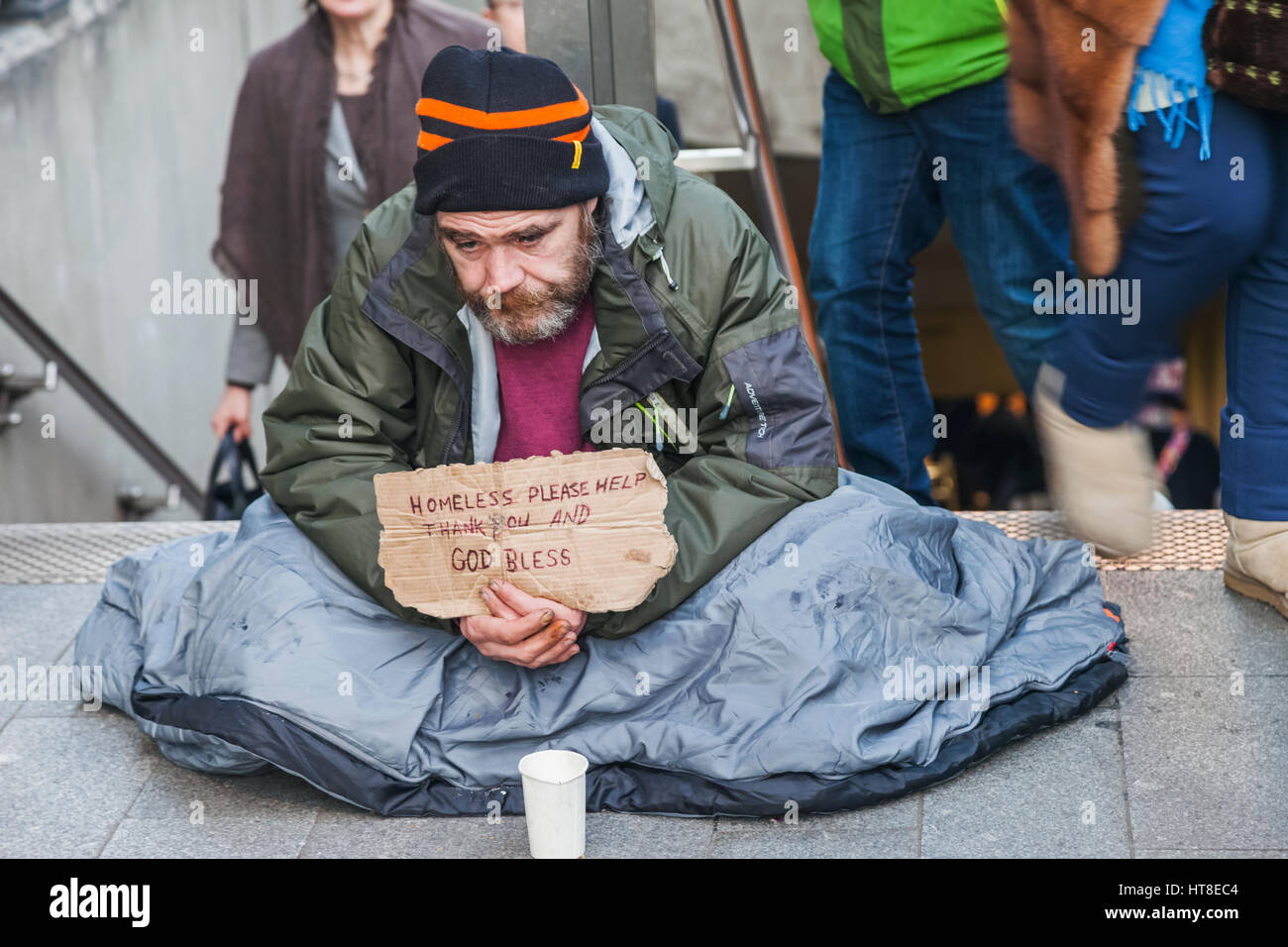 England, London, Southwark, Homeless Man Begging Stock Photo - Alamy